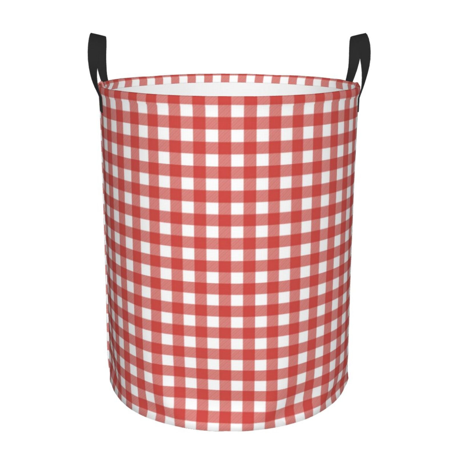 Laundry Basket - Textured red white plaid Checkered Waterproof Laundry ...