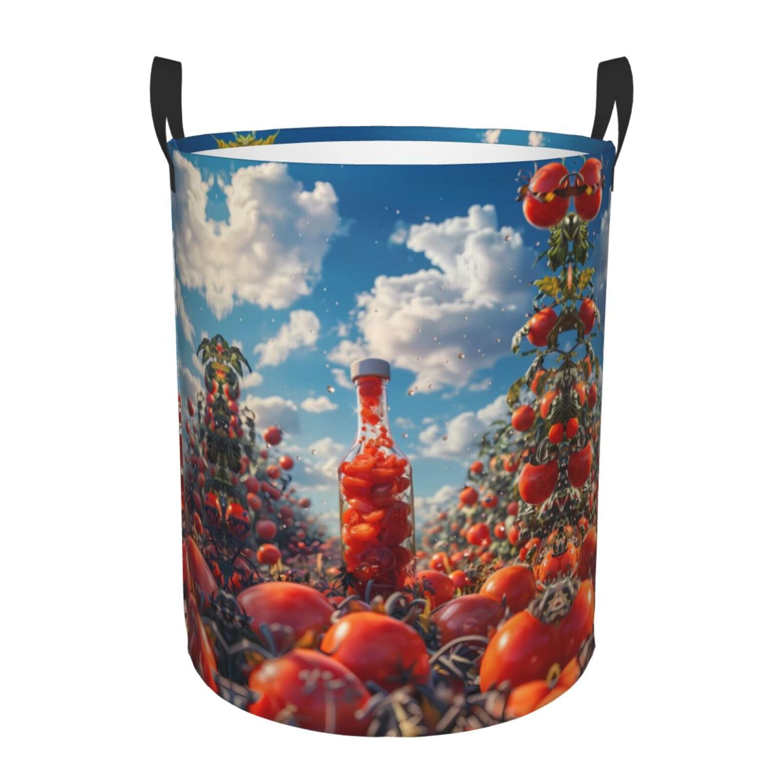Laundry Basket, Tomato Field Bottle Laundry Hamper Waterproof Laundry ...