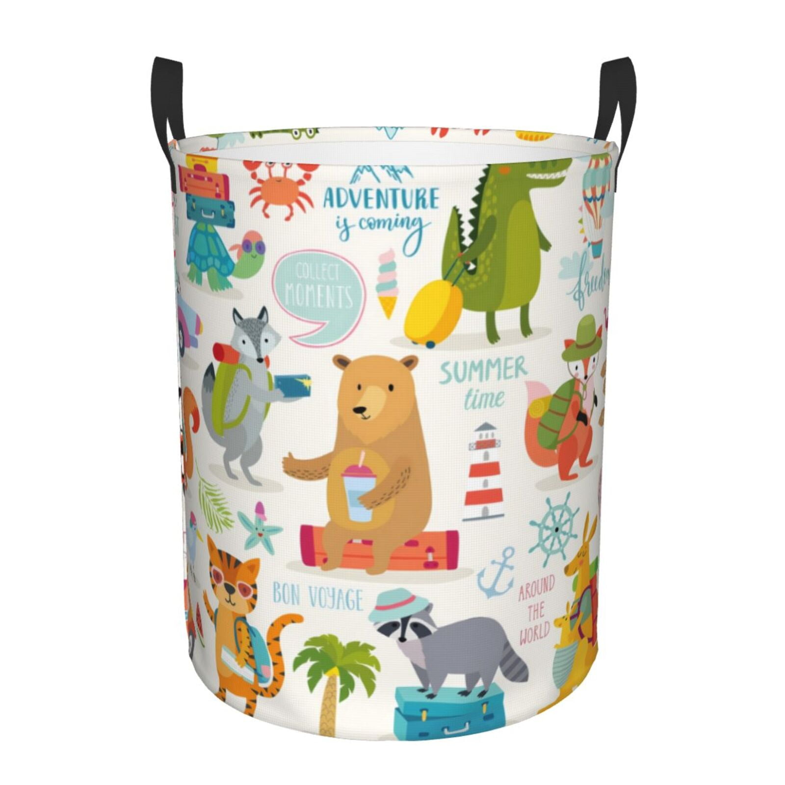Laundry Basket, Travel Animals Waterproof Laundry Hamper with Padded ...