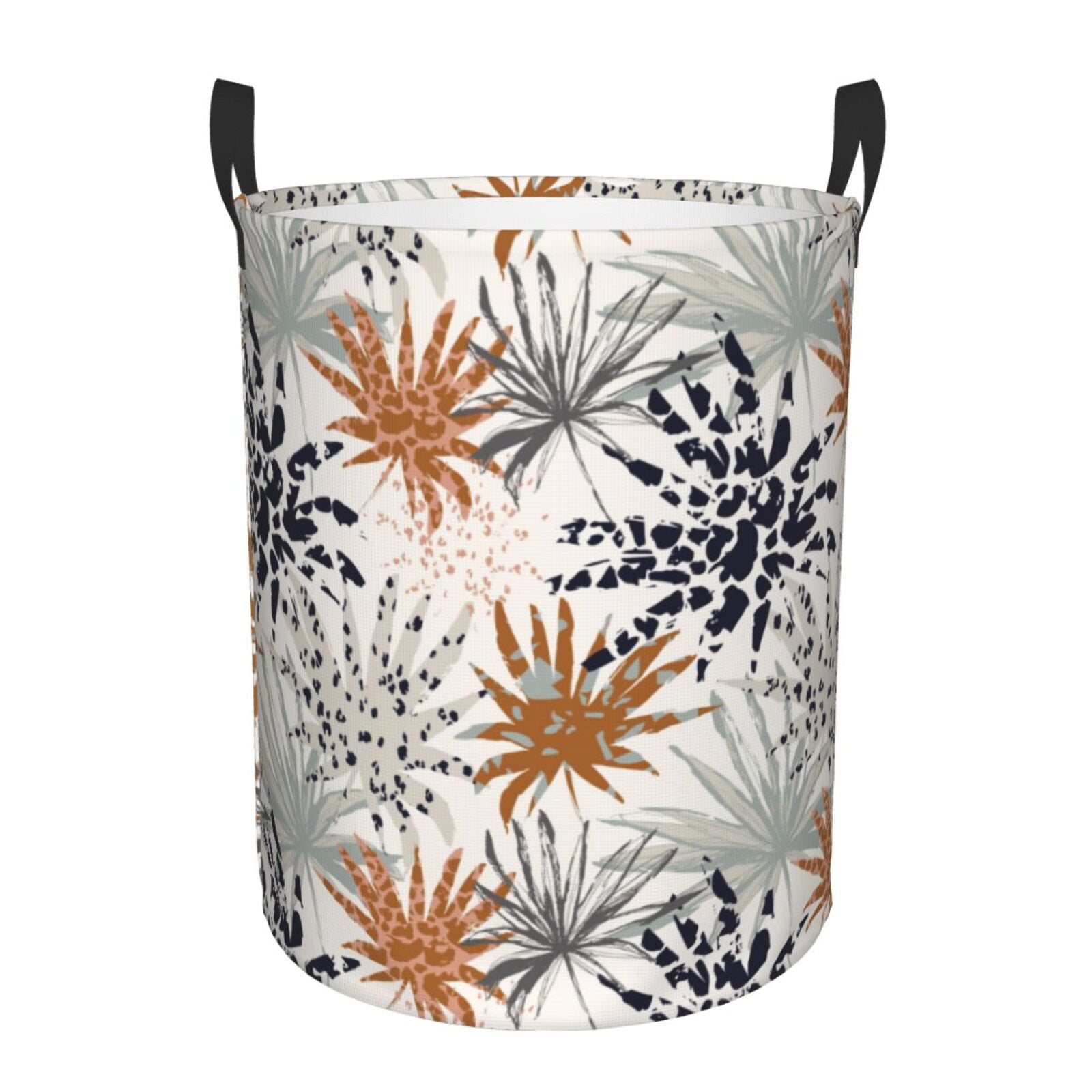 Laundry Basket, Tropical Leaves Waterproof Laundry Hamper With Handles ...