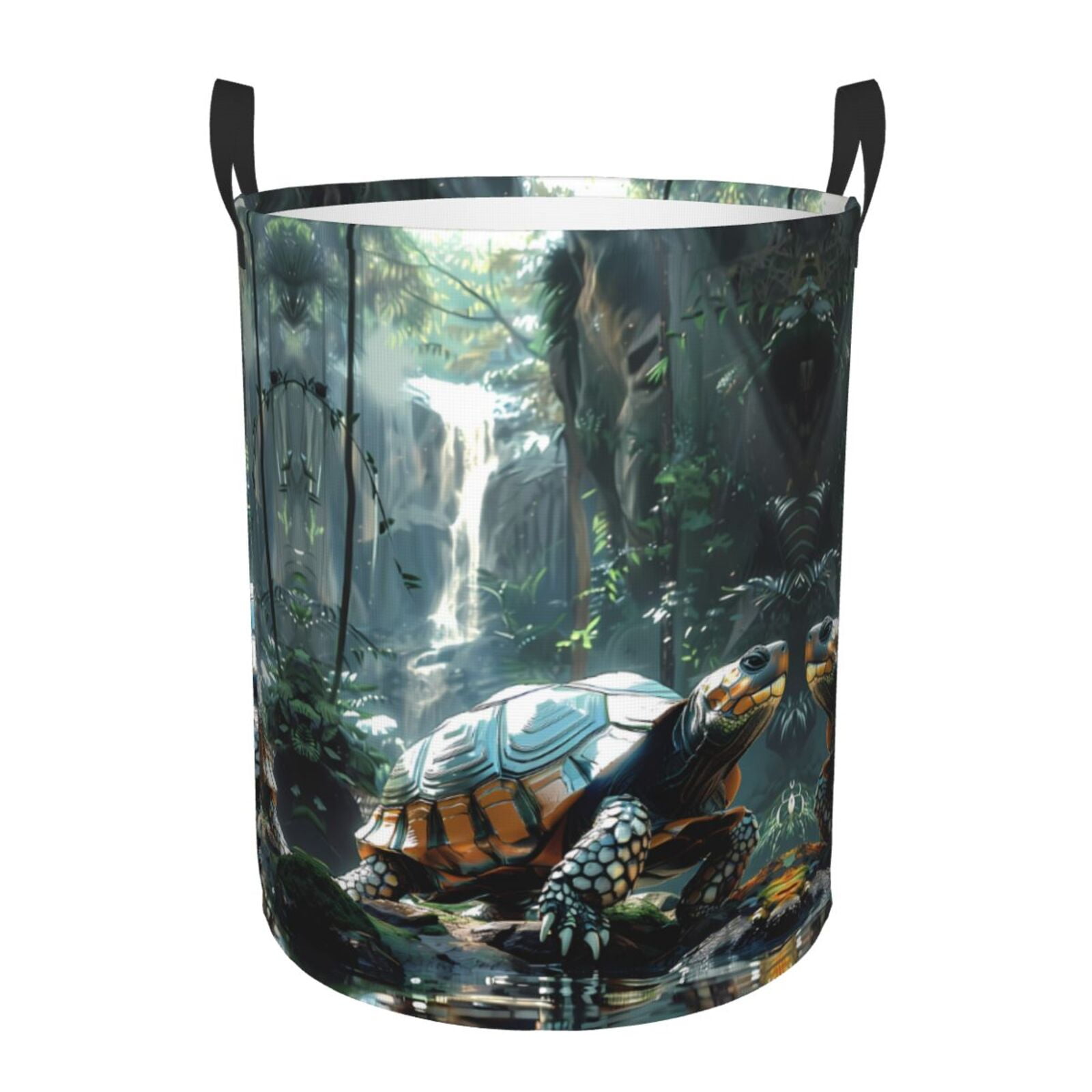 Laundry Basket, Turtle In Jungle Waterfall Waterproof Laundry Hamper ...