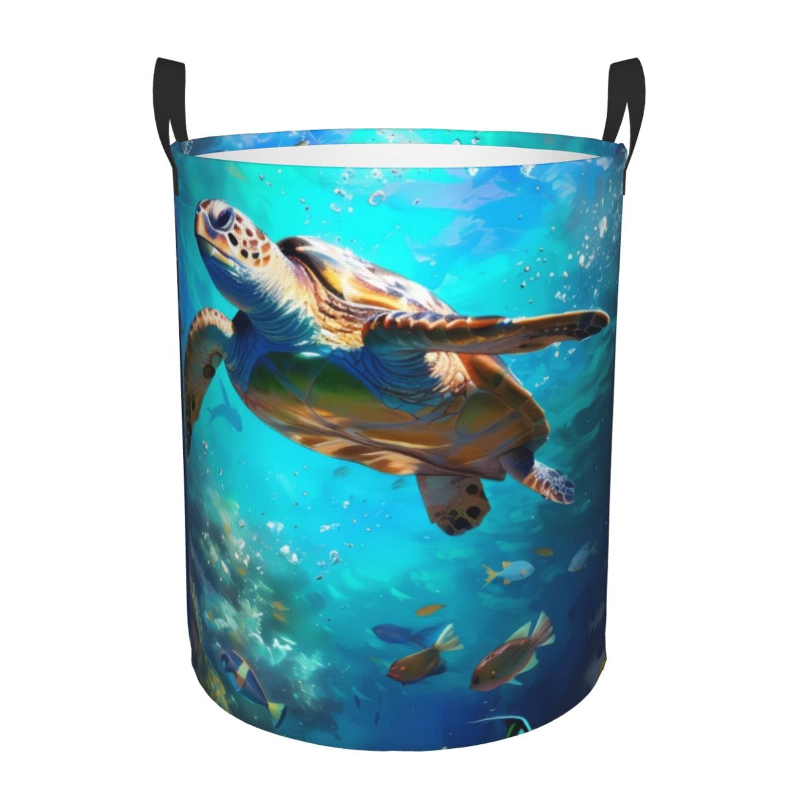 Laundry Basket, Underwater Fish Turtle Waterproof Laundry Hamper With ...