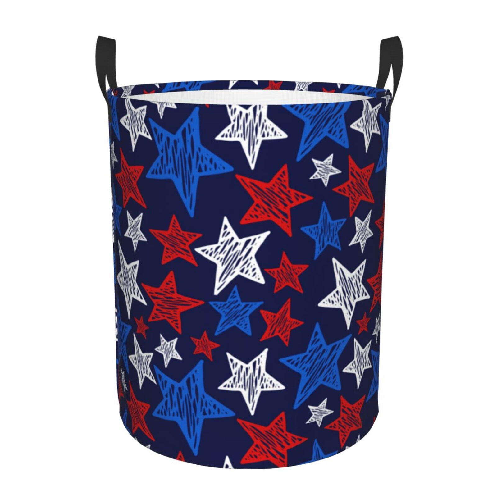 Laundry Basket, Usa Flag Print Star Waterproof Laundry Hamper With ...