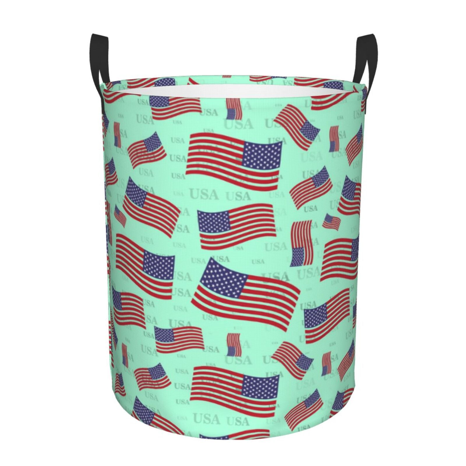 Laundry Basket, Usa Flag Waterproof Laundry Hamper with Padded Handles ...
