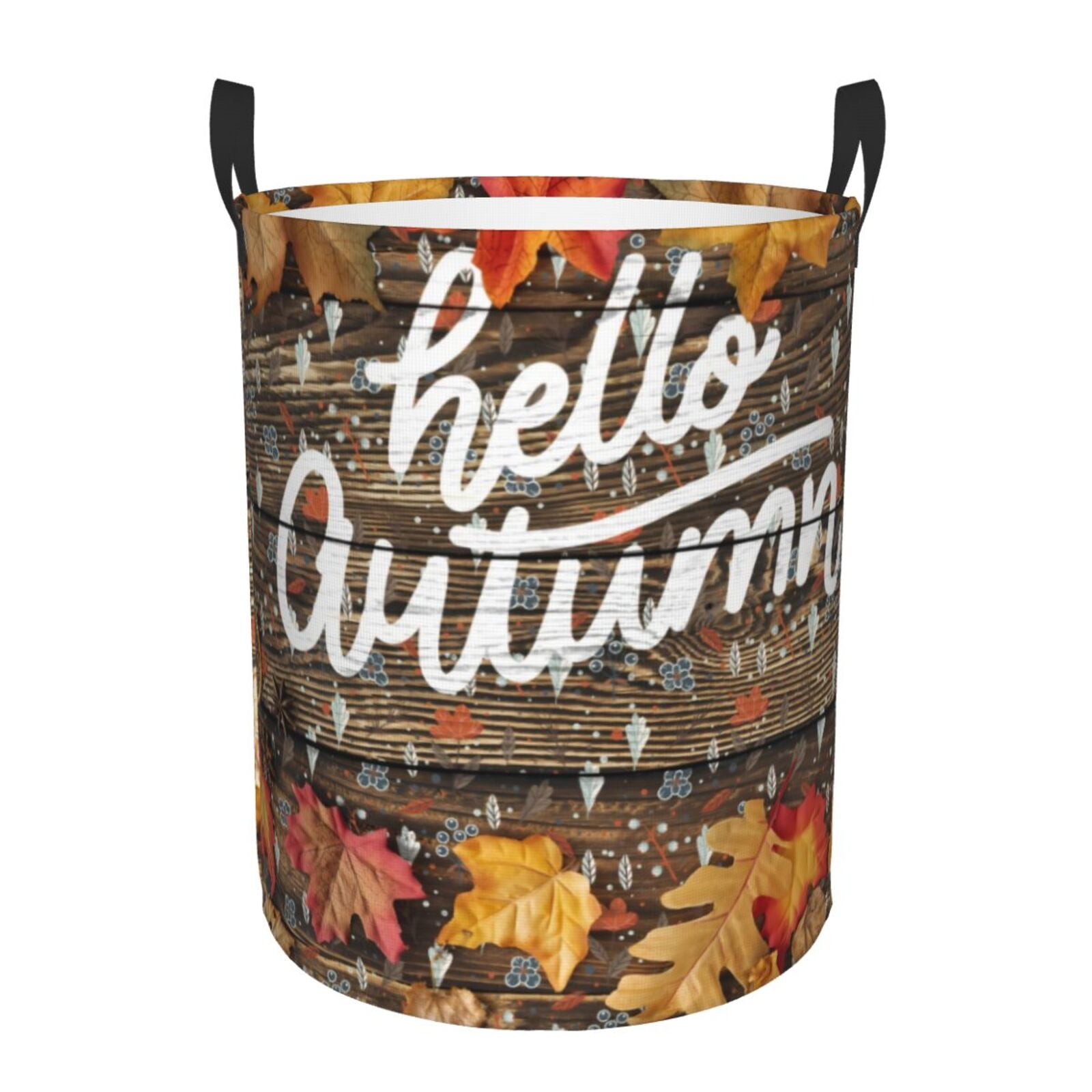 Laundry Basket, Vintage Autumn Leaf Border Waterproof Laundry Hamper ...