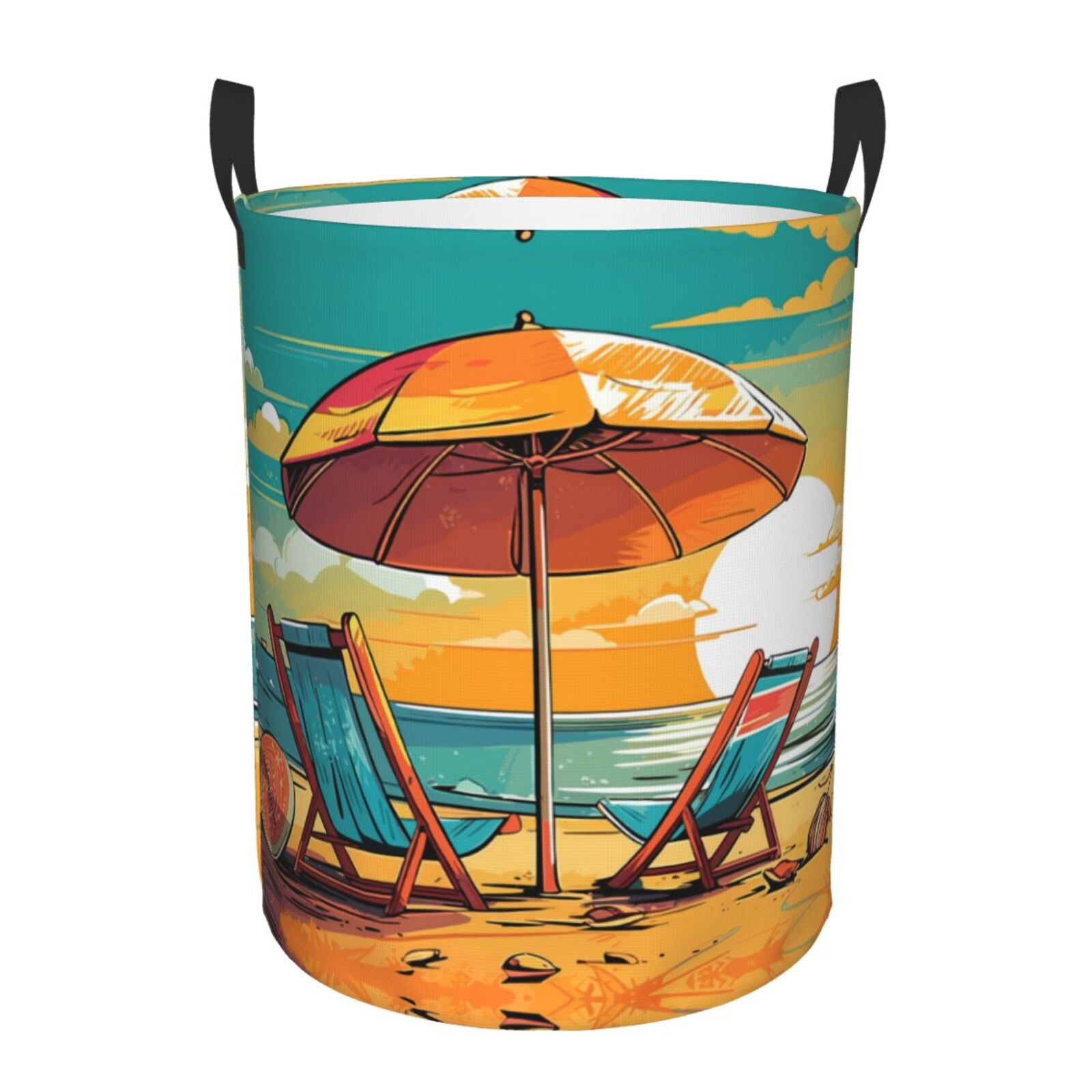 Laundry Basket, Vintage Beach Sunset Waterproof Laundry Hamper With ...