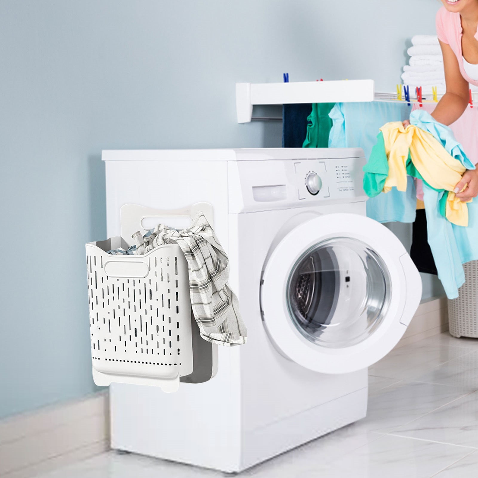 Laundry Basket Wall Mounted Clothes Hamper Hanging Laundry Hamper Large ...