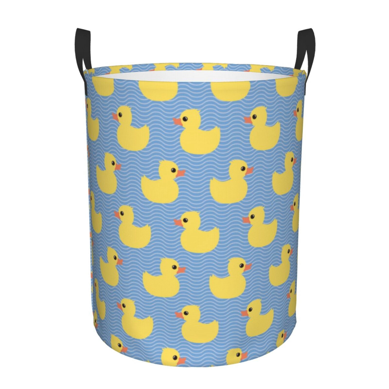 Laundry Basket, Wavy Pattern Cute Duck Waterproof Laundry Hamper With ...