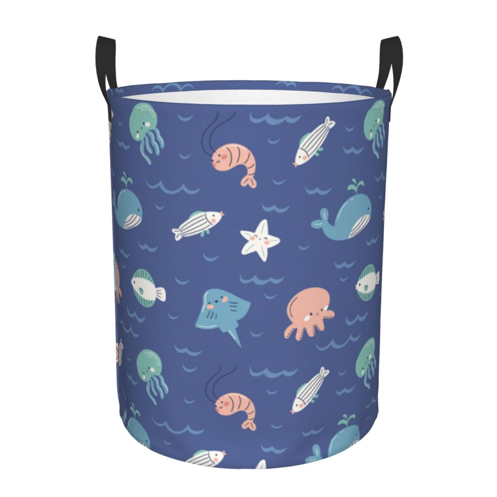 Laundry Basket, Whale Octopus Shrimp Waterproof Laundry Hamper With ...