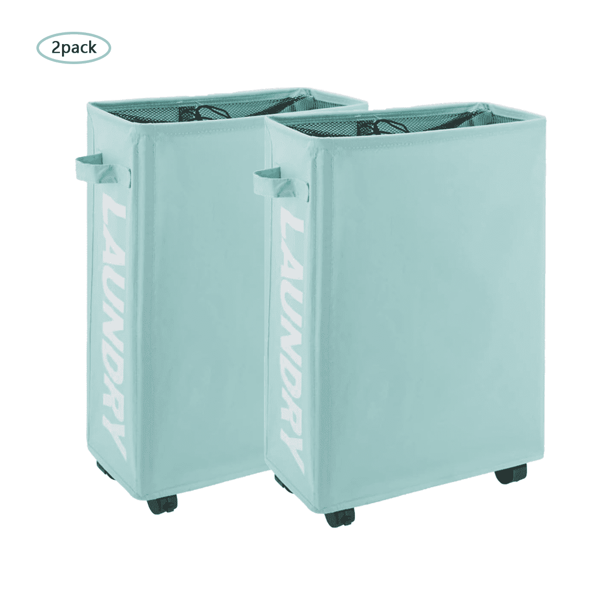 Walmart 2 Pack 43L Large Collapsible Laundry Basket with Rolling Wheels ...