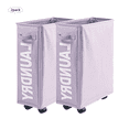 Shetinar Purple Laundry Basket with Wheels, 2 Pack, 43L Collapsible ...