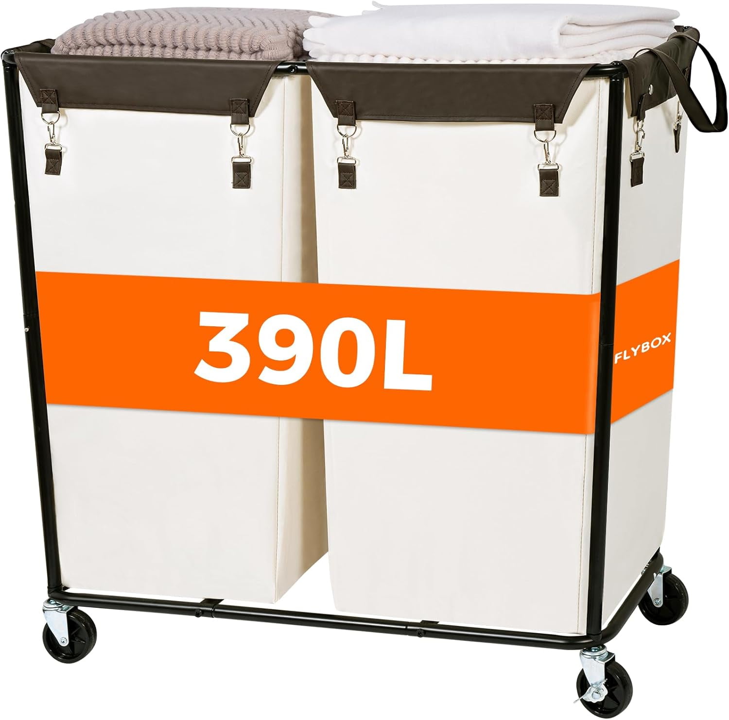 Laundry Basket with Wheels 2 Sections, 390L Laundry Cart with Wheels ...