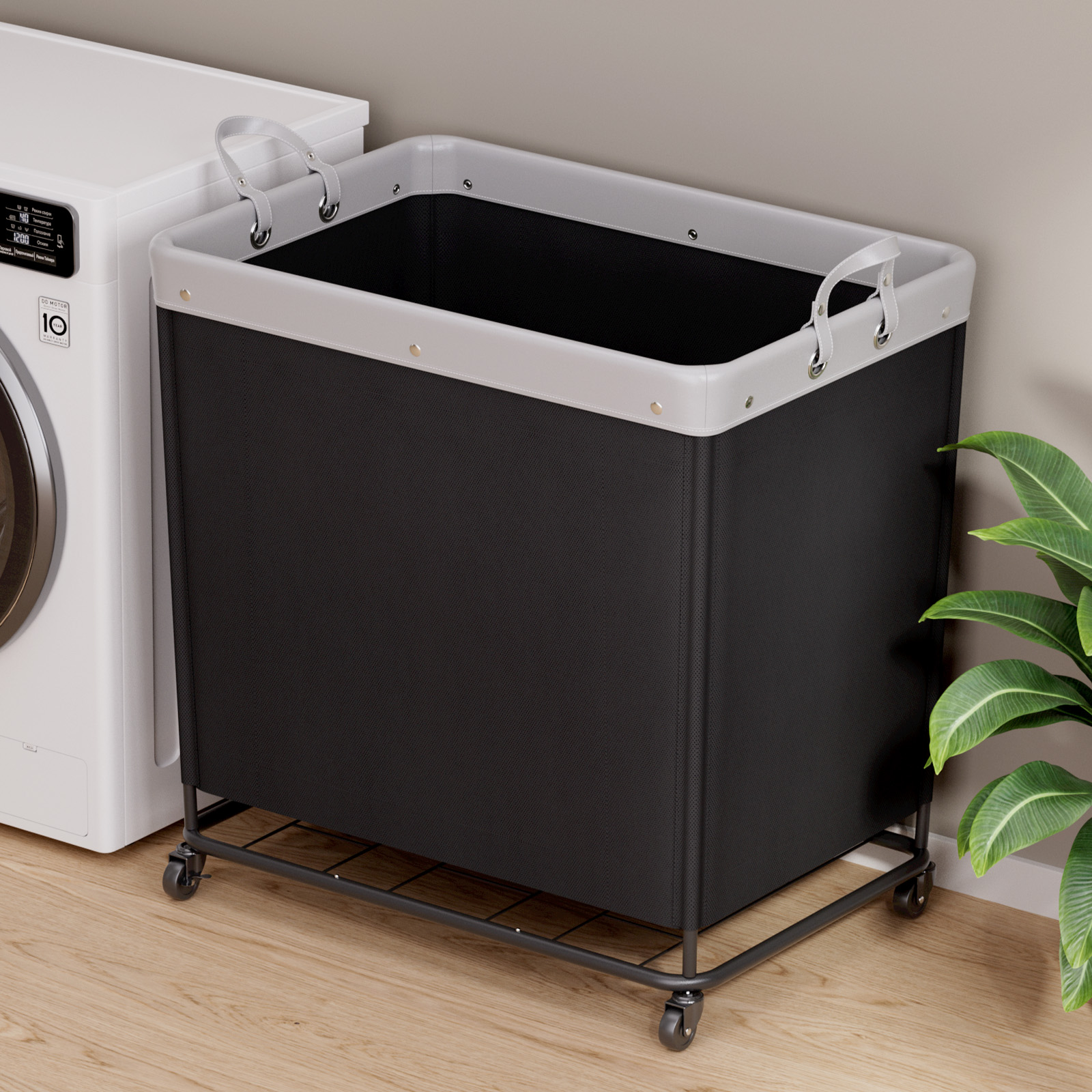 Laundry Basket with Wheels, Large Heavy Duty Commercial Rolling Laundry ...