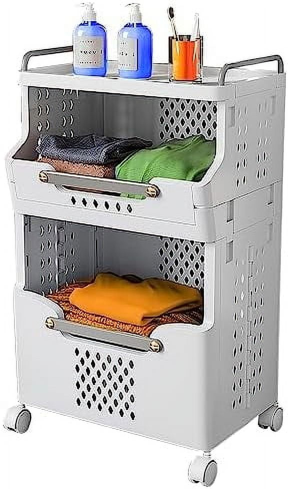 Laundry Basket with Wheels,Rolling Folding Laundry Hamper,utility cart ...