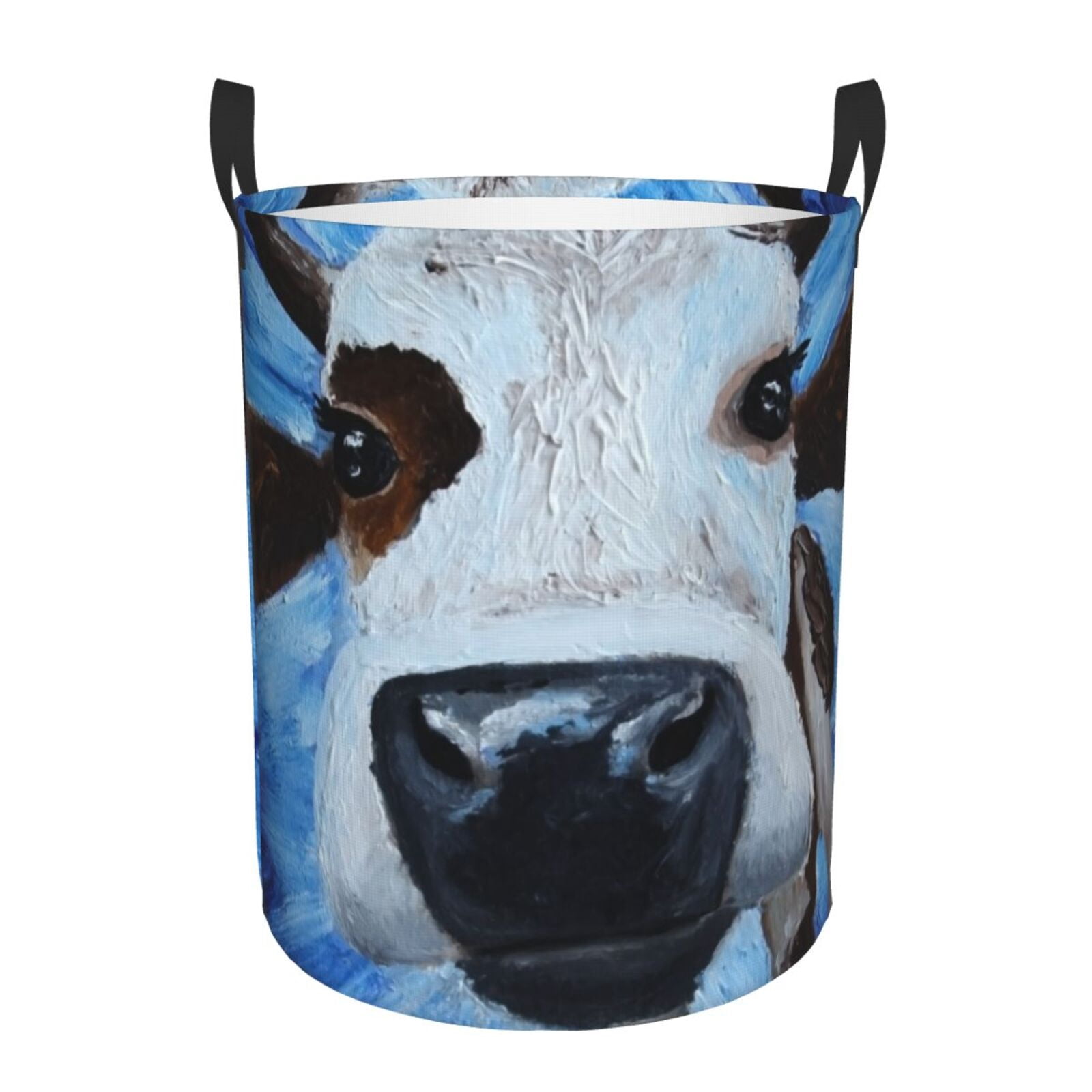 Laundry Basket, White Cow Blue Oil Painting Waterproof Laundry Hamper ...