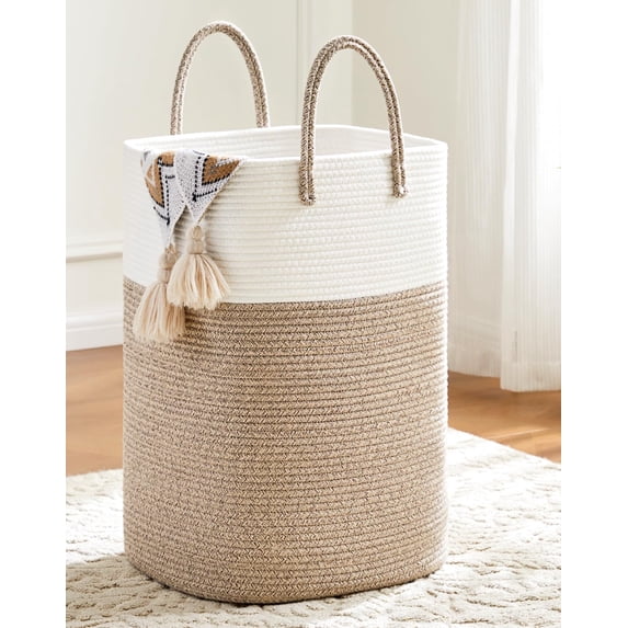 Laundry Basket, Woven Cotton Rope Laundry Hamper, Versatile Storage for ...