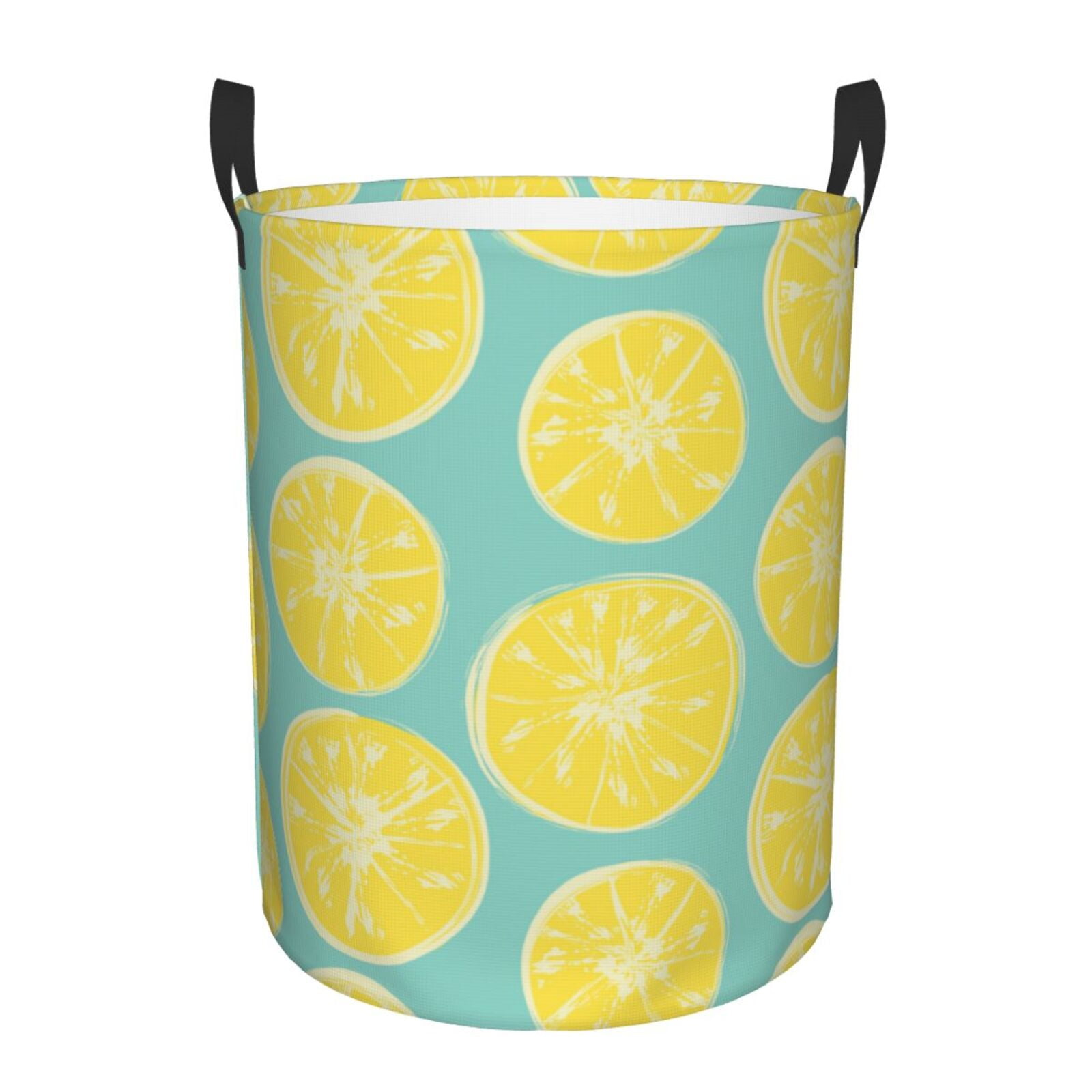 Laundry Basket, Yellow Lemon Slices_A Waterproof Laundry Hamper With ...