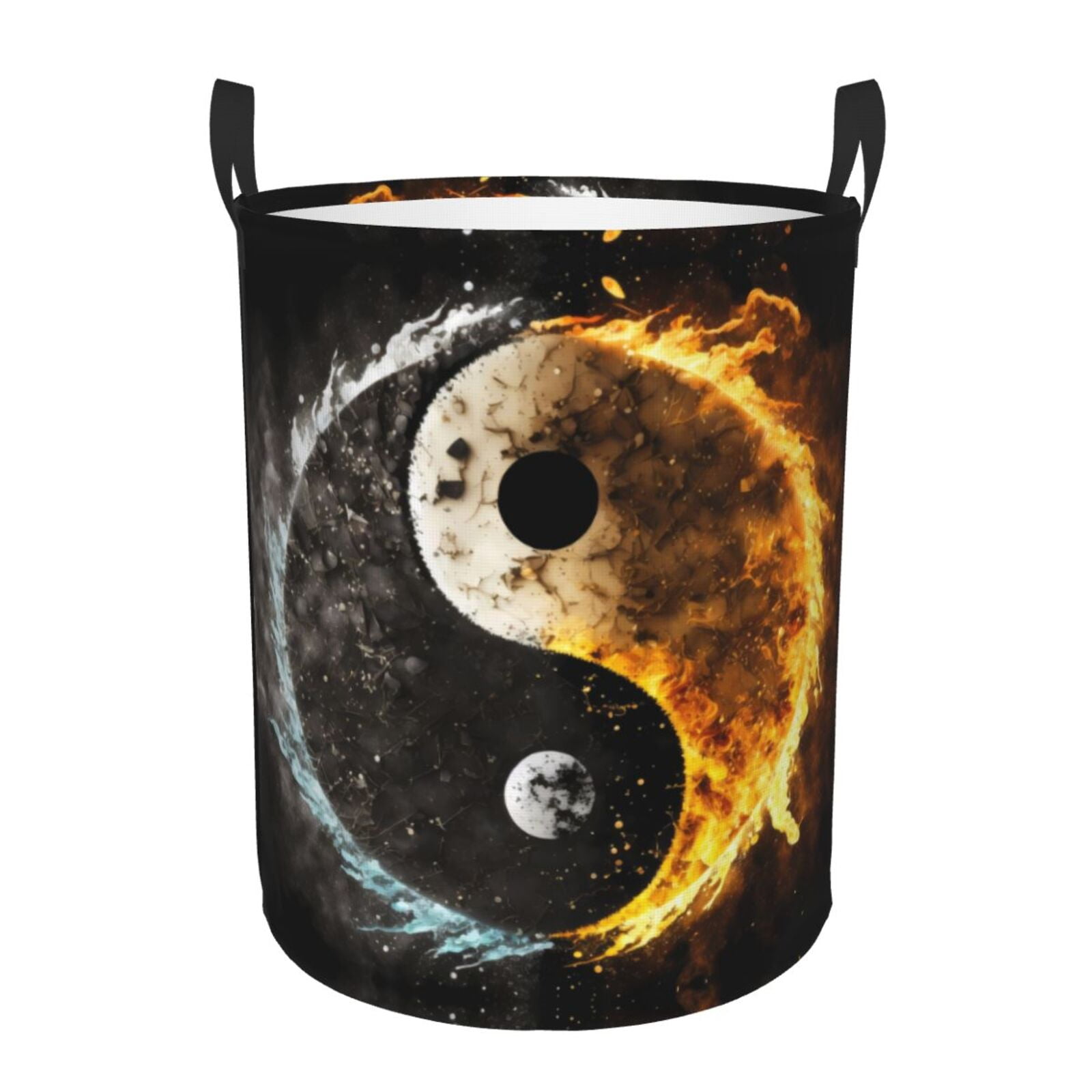 Laundry Basket, Yin Yang Waterproof Laundry Hamper with Padded Handles ...