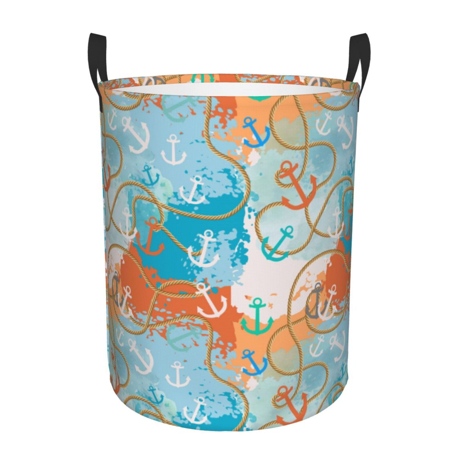Laundry Basket, anchors Wavy lines ropes cool Waterproof Laundry Hamper ...
