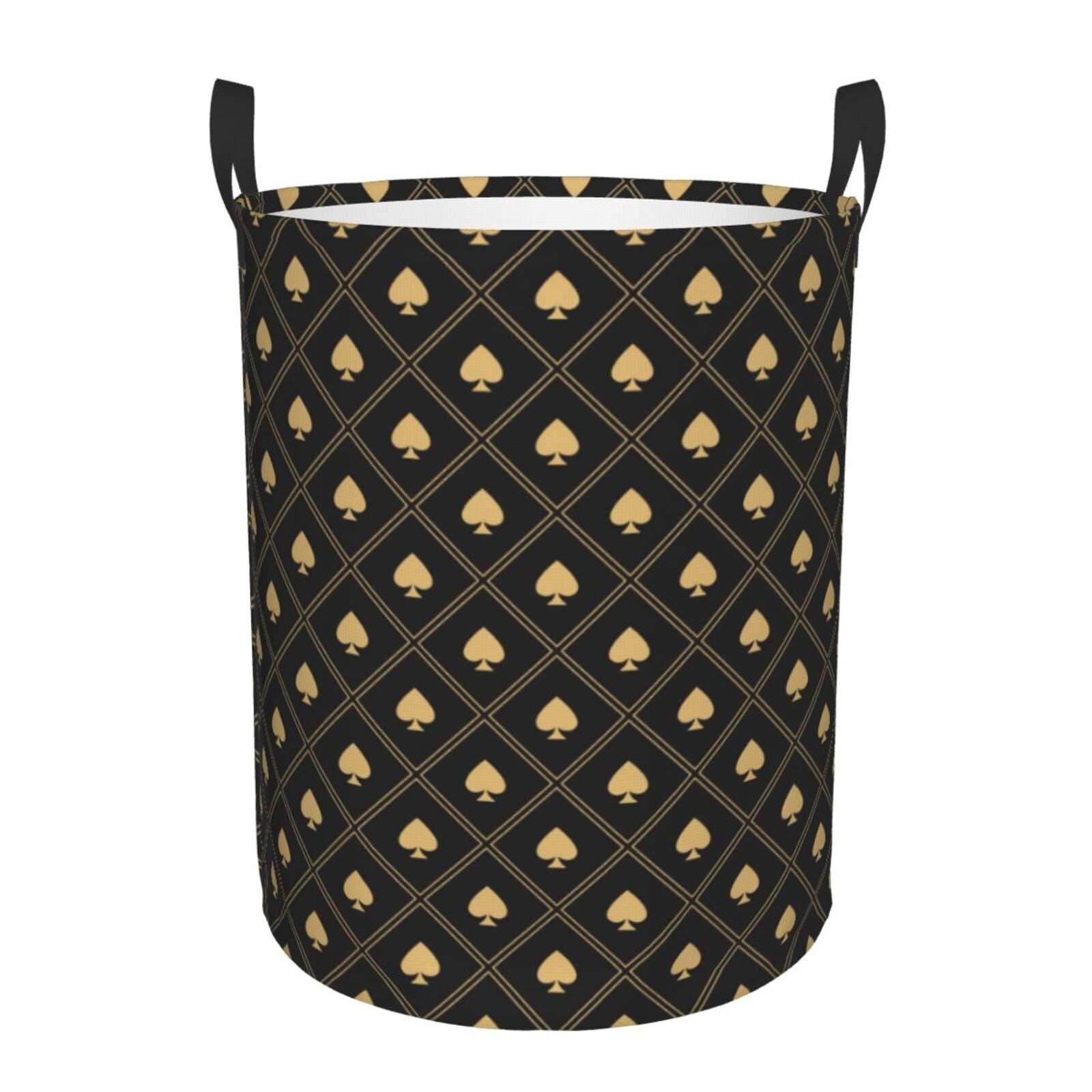 Laundry Basket - black golden spades checkered Waterproof Laundry ...
