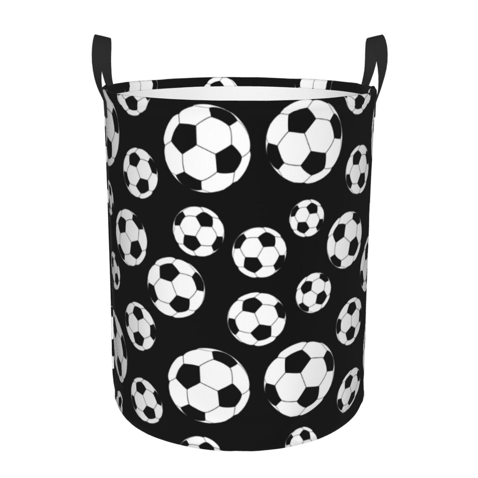 Laundry Basket, black white soccer football Laundry Hamper Waterproof ...