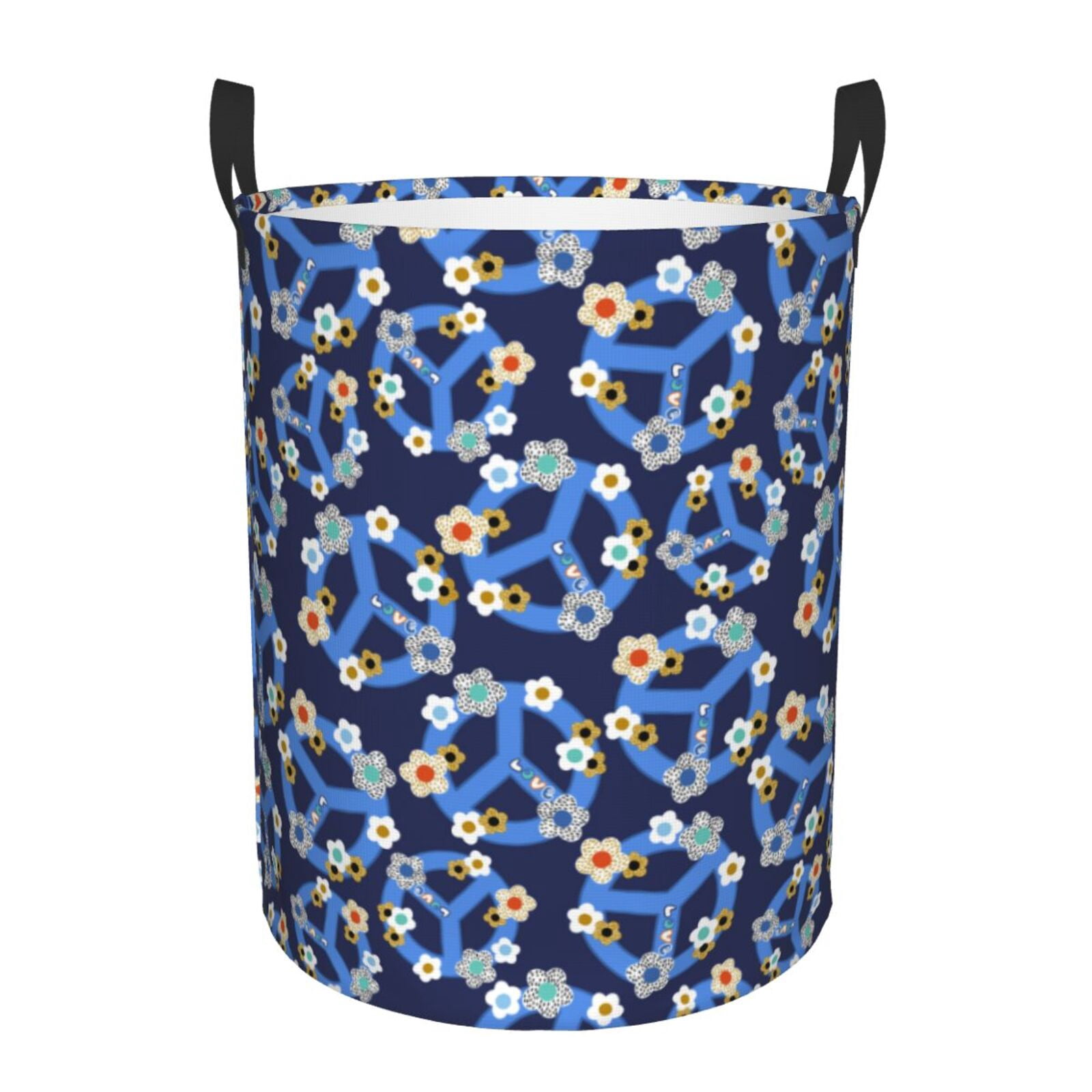 Laundry Basket, blue Peace sign flower Laundry Hamper Waterproof ...