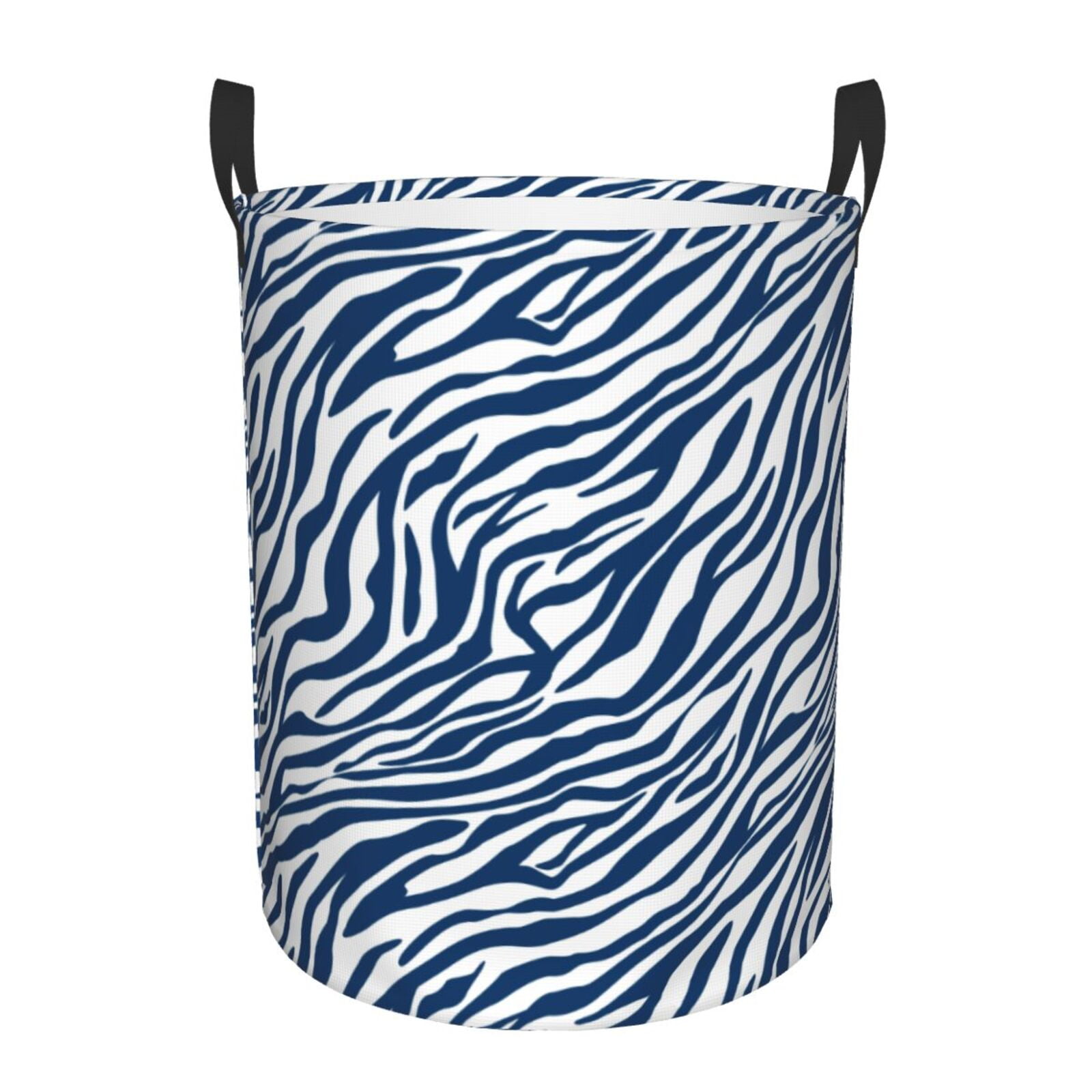 Laundry Basket, blue white Zebra print Laundry Hamper Waterproof ...