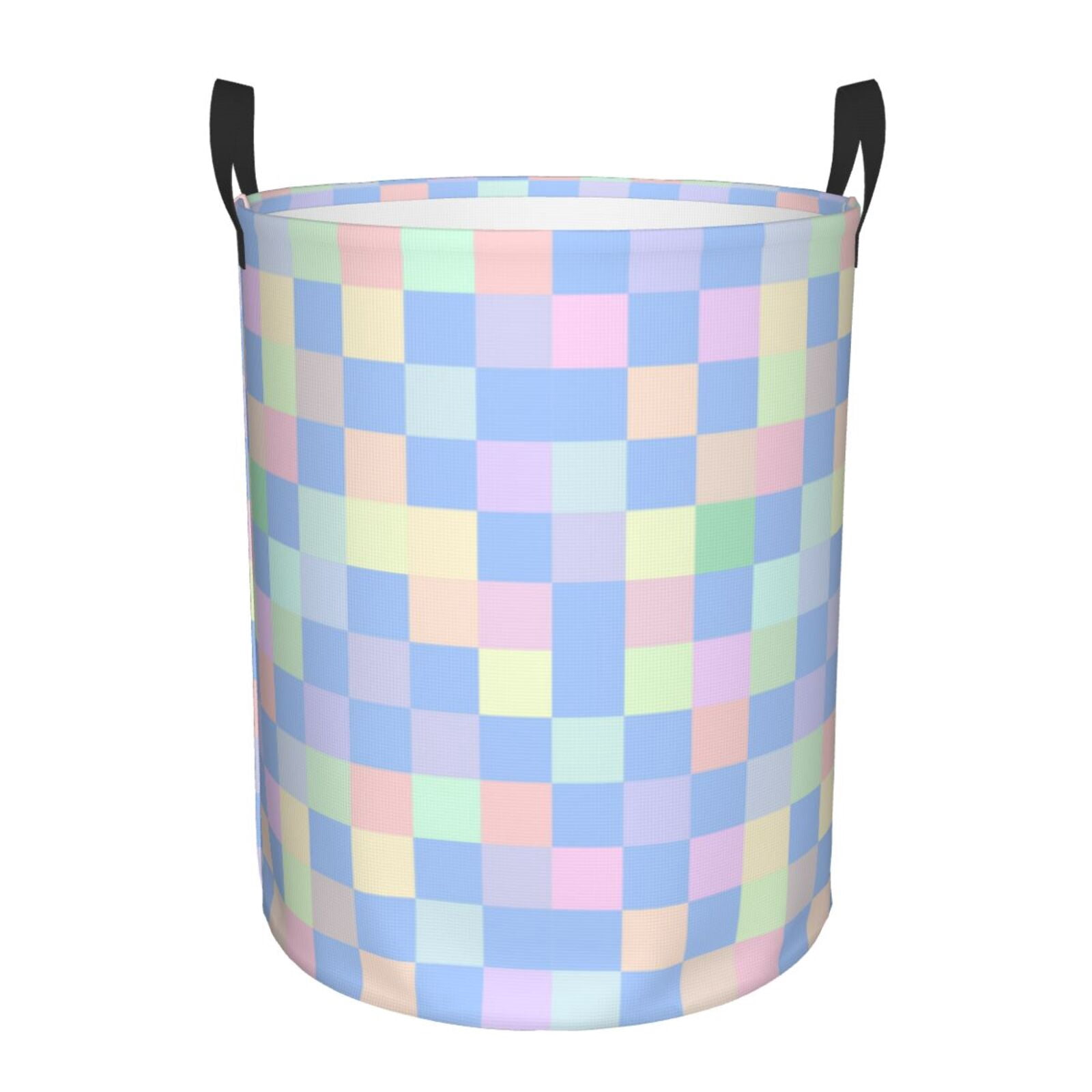 Laundry Basket, checkered style pastel colorful Laundry Hamper ...