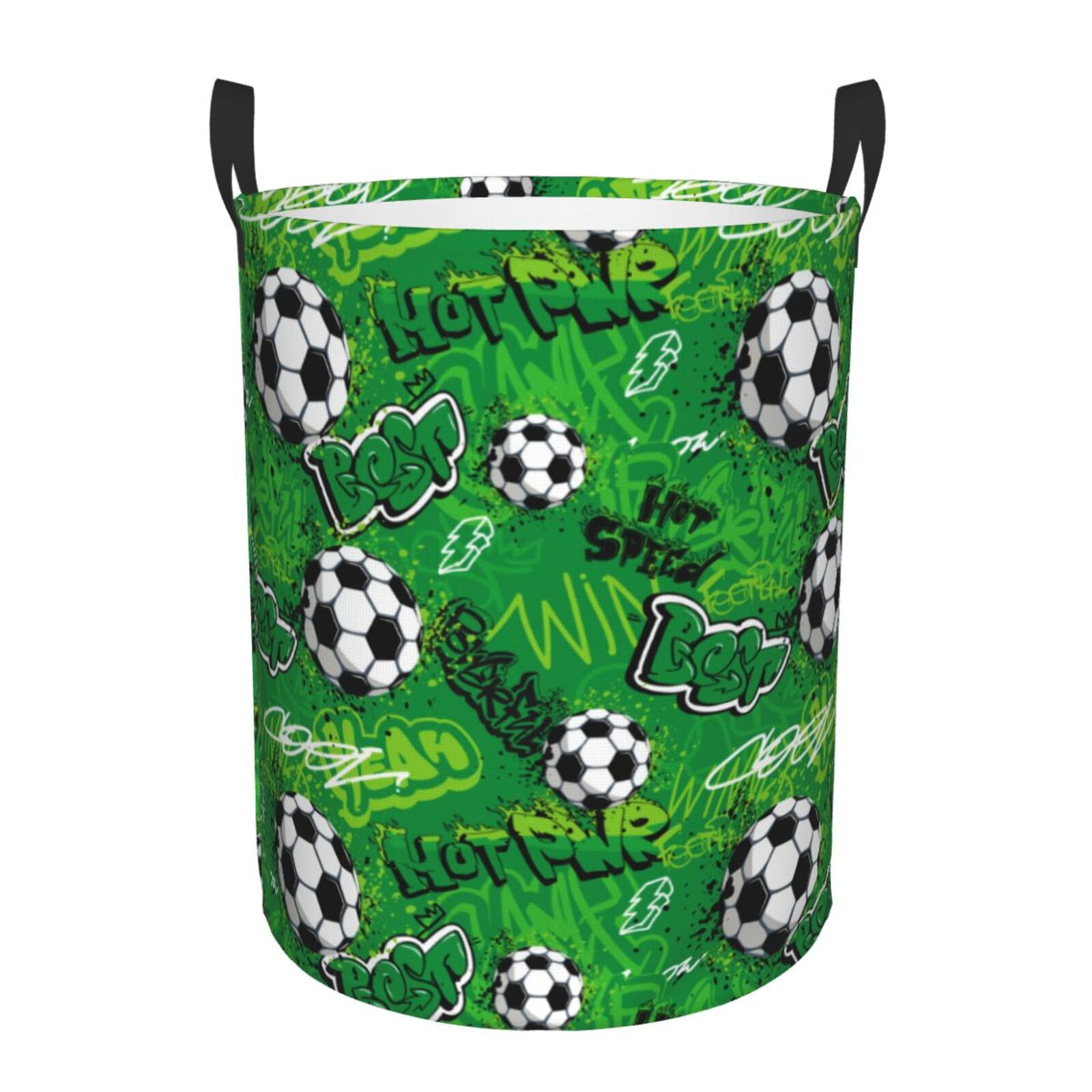 Laundry Basket, cool green soccer football Laundry Hamper Waterproof ...