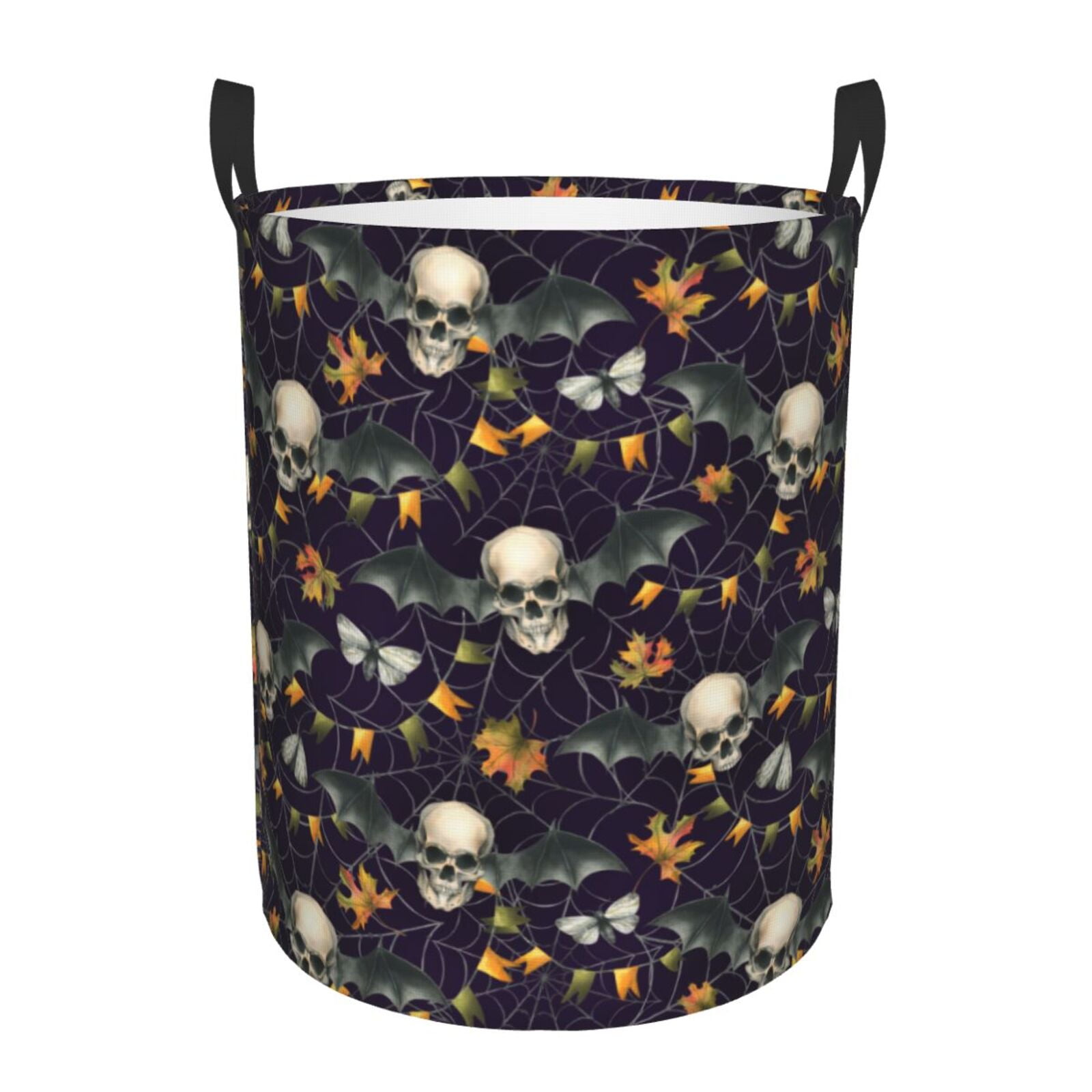Laundry Basket, cool skull bat garlands cobwebs Waterproof Laundry ...