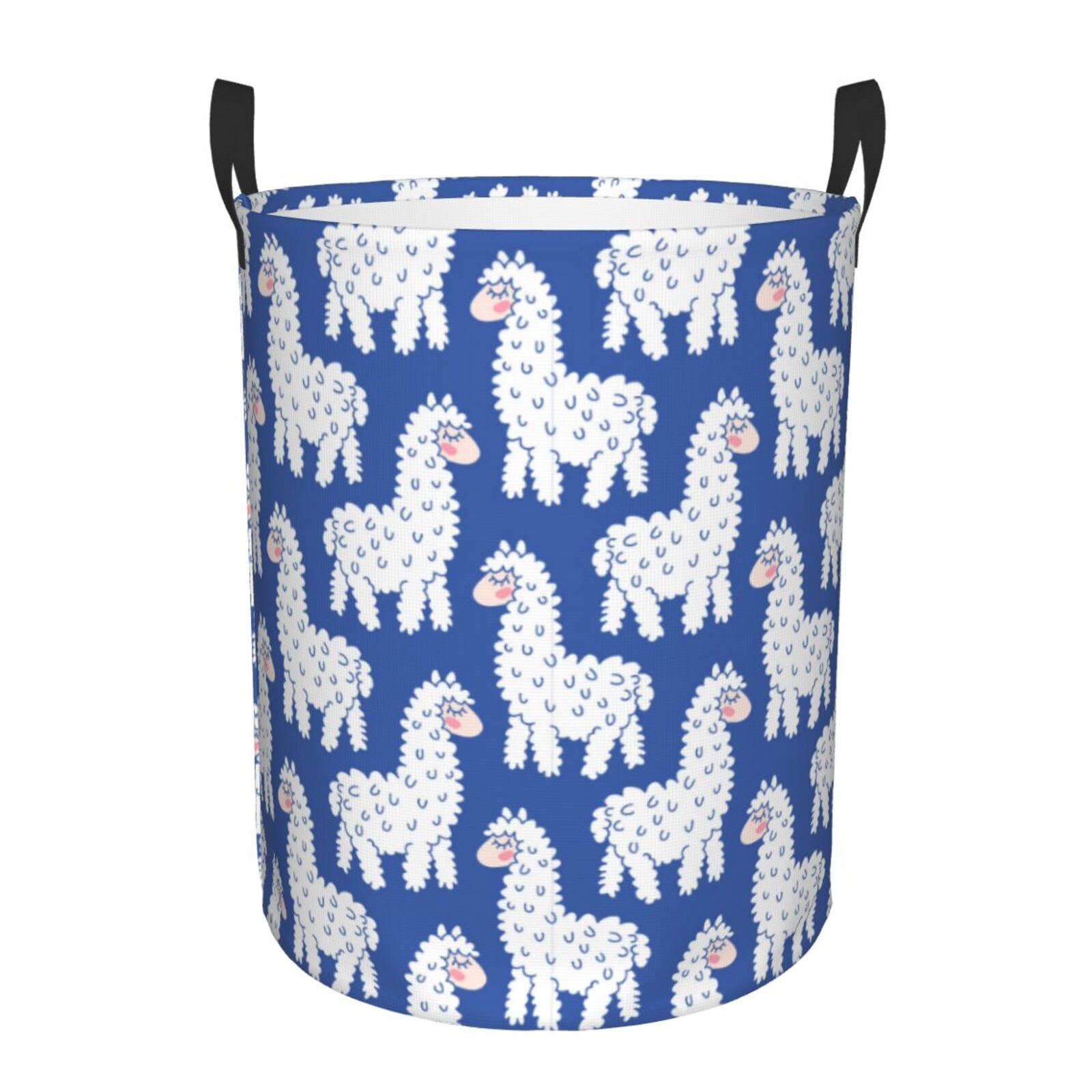 Laundry Basket, cute cartoon lama alpaca blue Waterproof Laundry Hamper ...