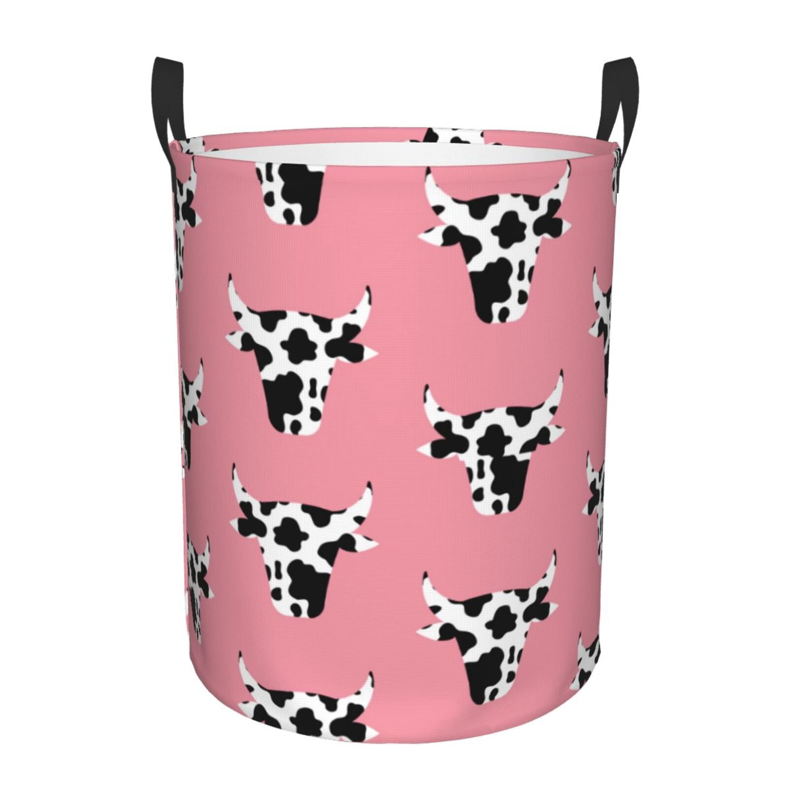 Laundry Basket - cute cow head pink print Waterproof Laundry Hamper ...