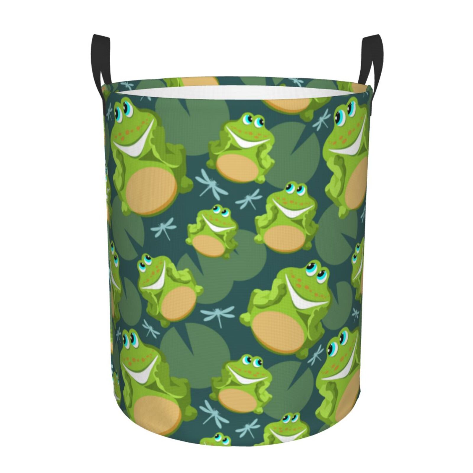 Laundry Basket, cute frogs dragonfly leaves green Laundry Hamper ...