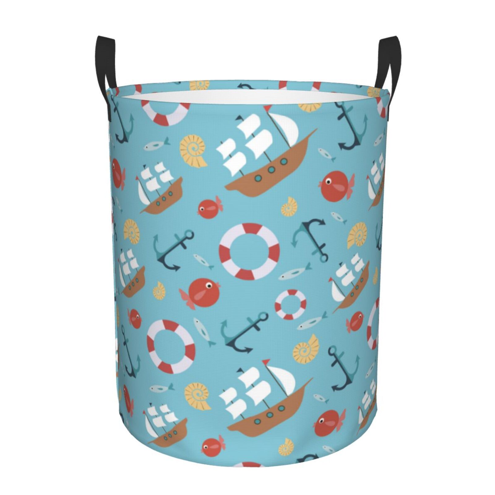 Laundry Basket, cute ship fish anchor cartoon blue Waterproof Laundry ...