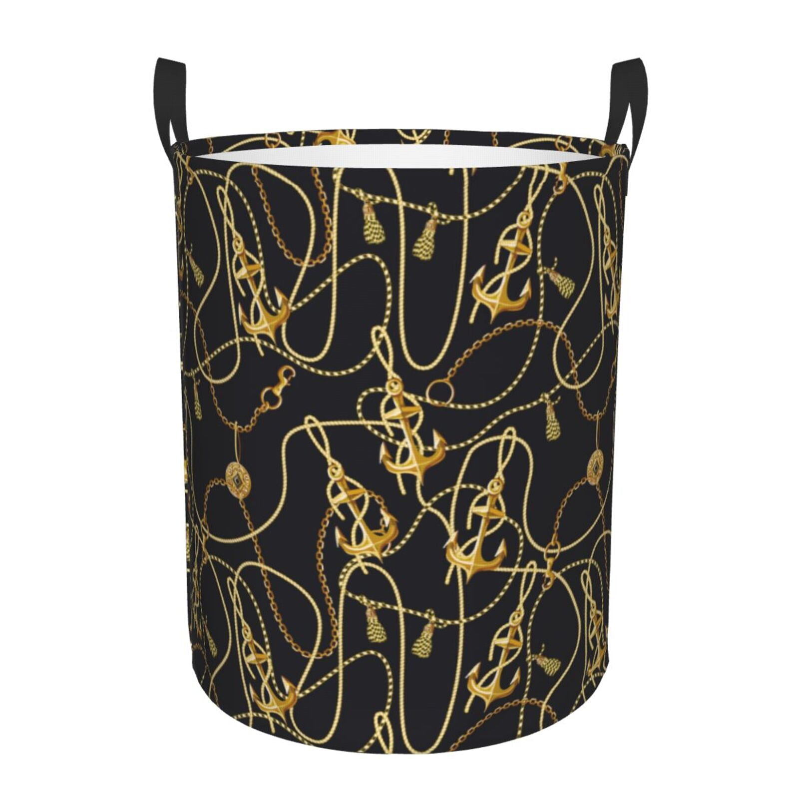 Laundry Basket - golden anchor chain navyblue Waterproof Laundry Hamper ...