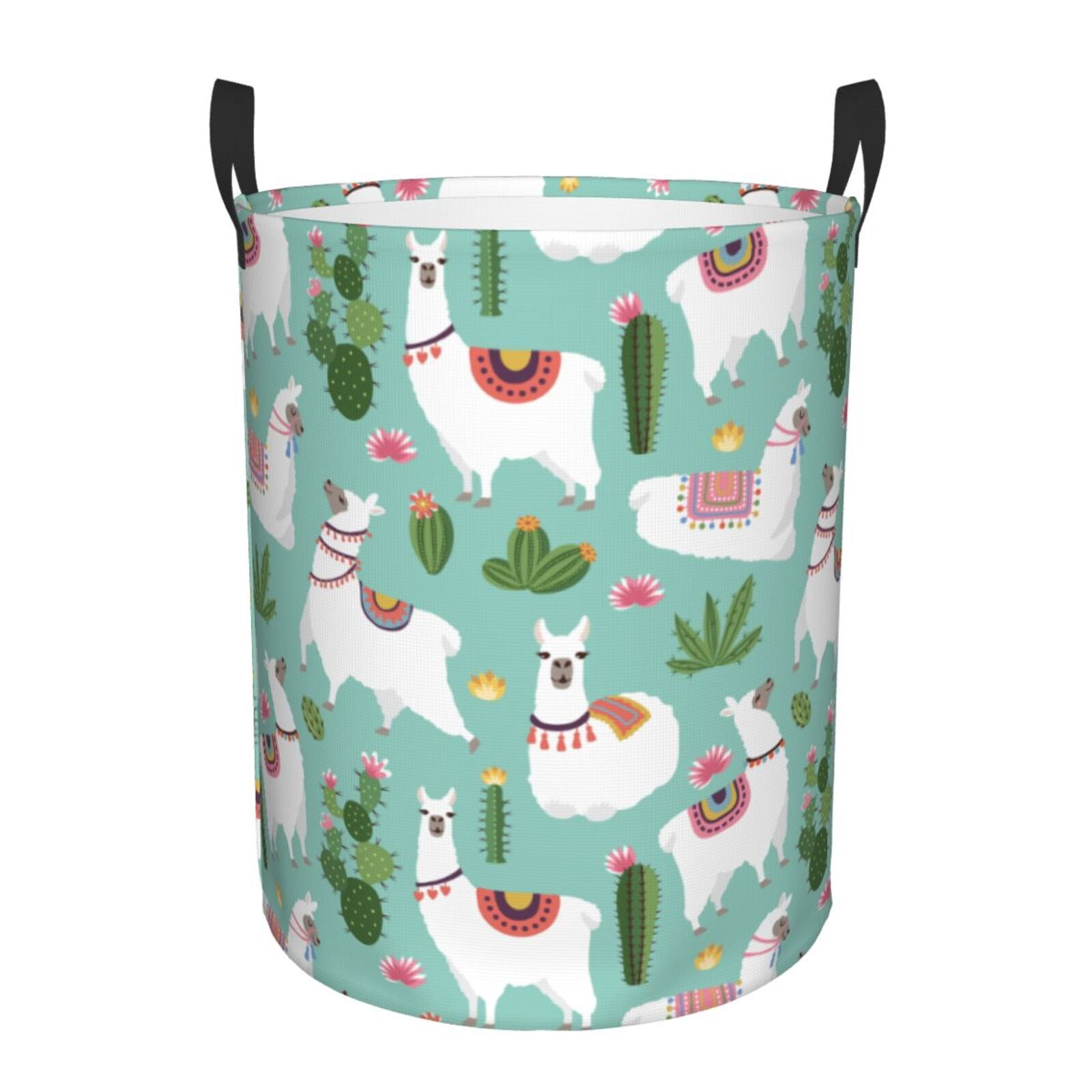 Laundry Basket, green lama alpacas cactus cute Laundry Hamper ...