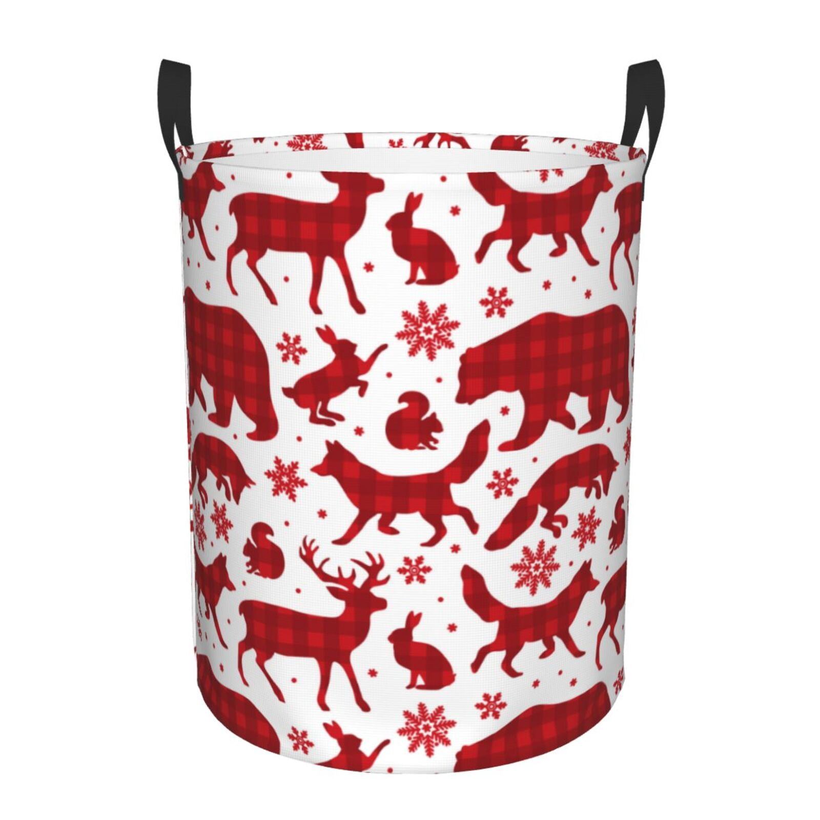 Laundry Basket, red plaid Moose Bunny bear Laundry Hamper Waterproof ...