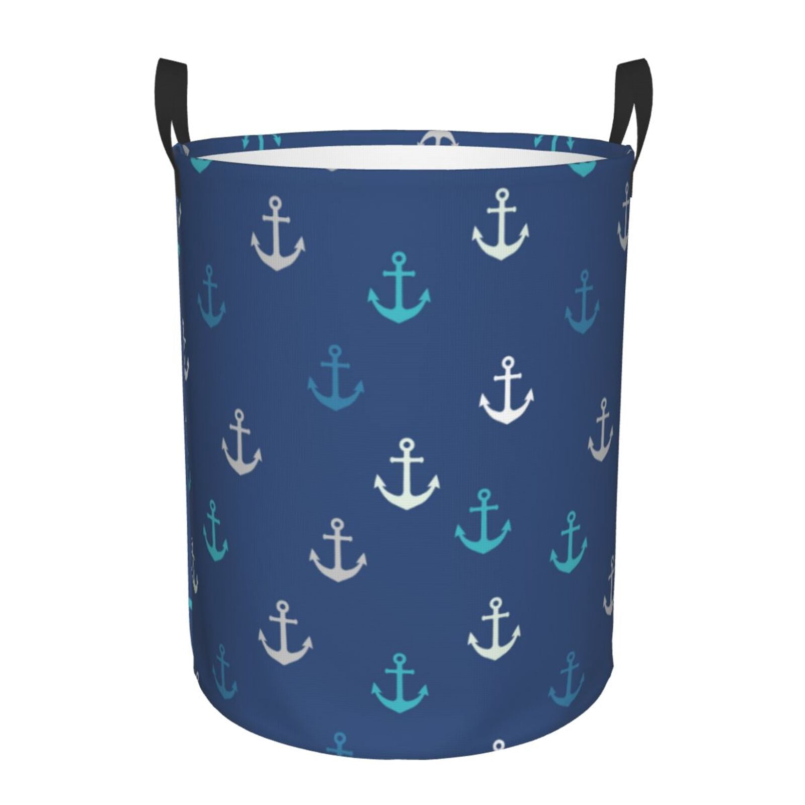 Laundry Basket, ship anchor navyblue cool Laundry Hamper Waterproof ...
