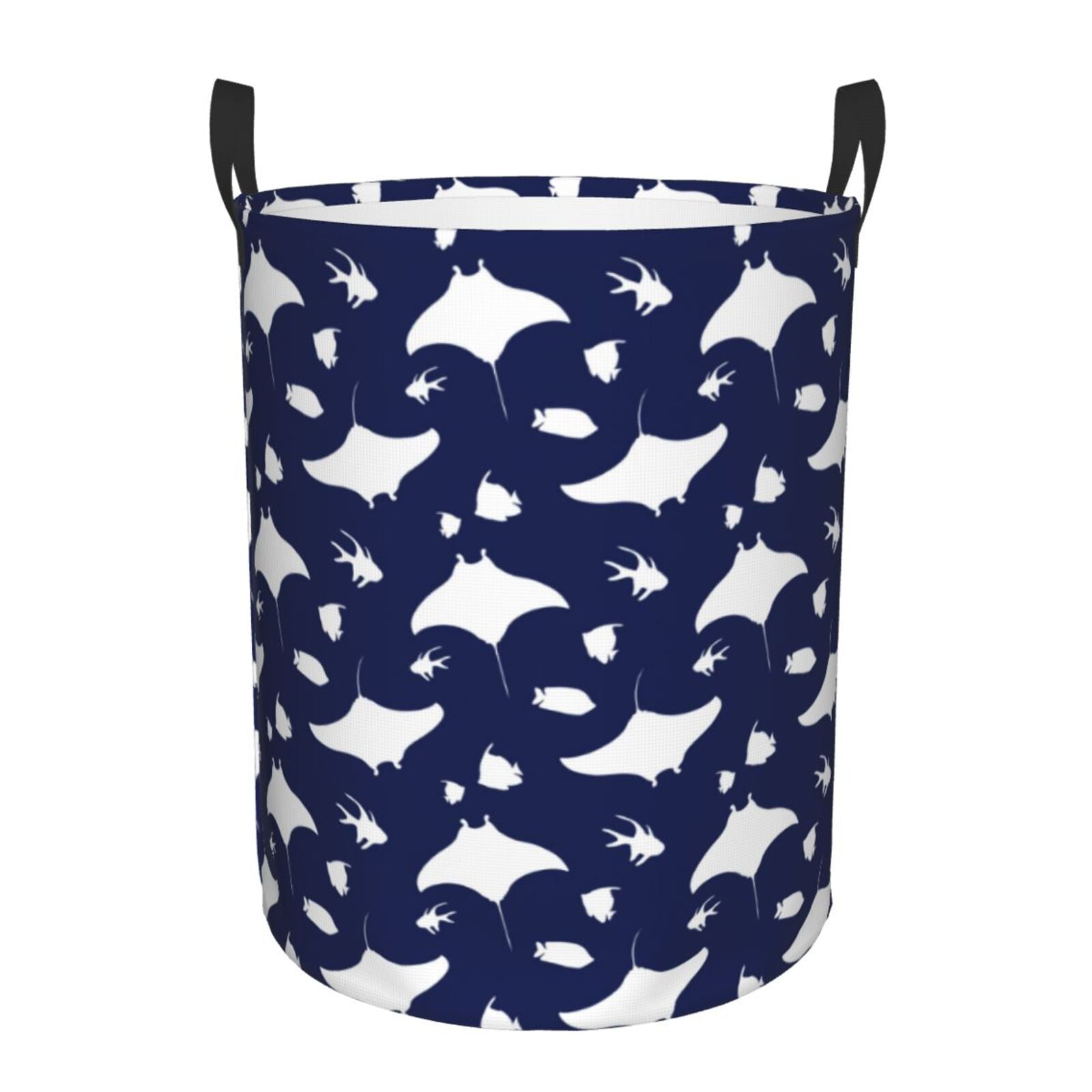 Laundry Basket, stingray tropical fish dark blue Laundry Hamper ...