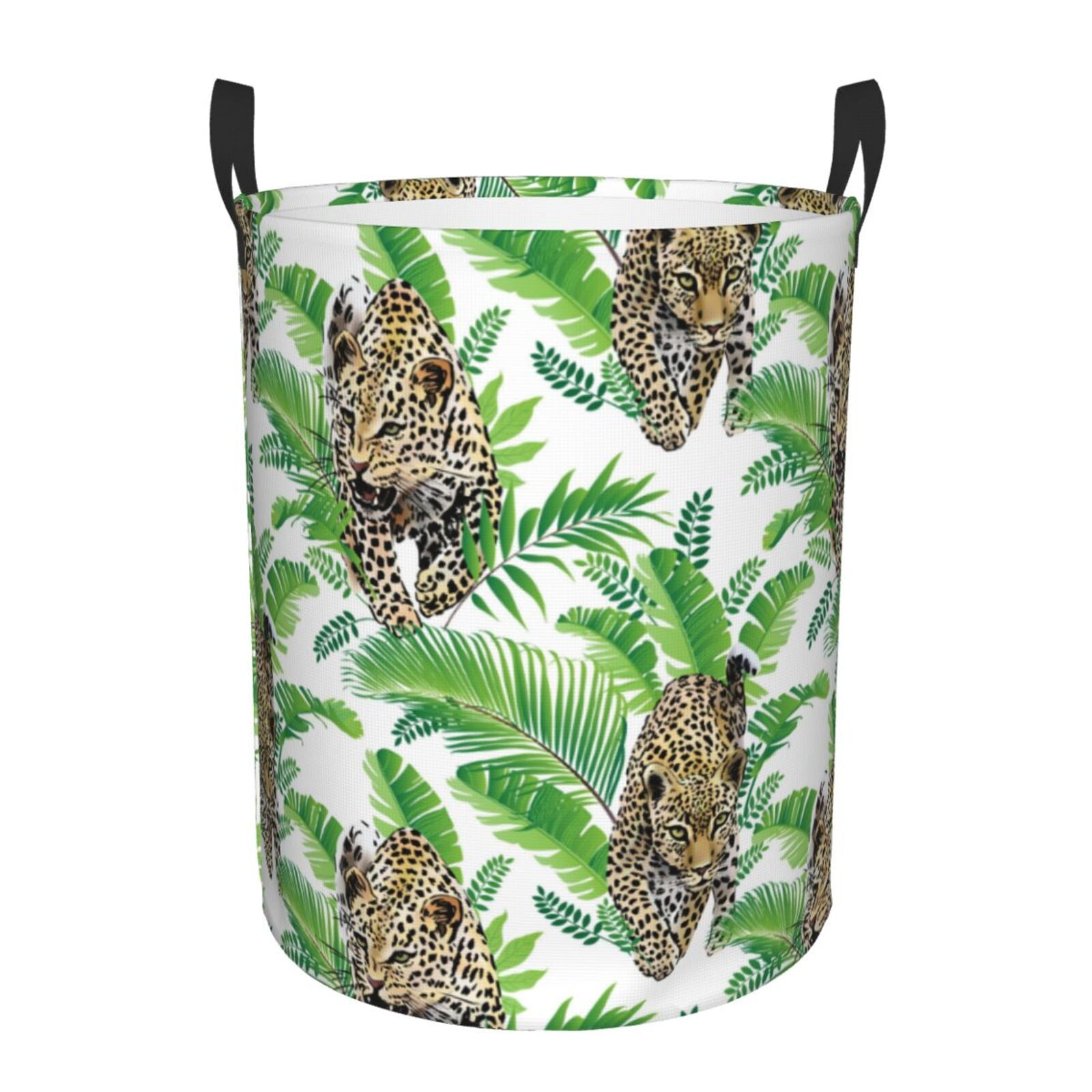 Laundry Basket, tropical leaves leopard cool Waterproof Laundry Hamper ...