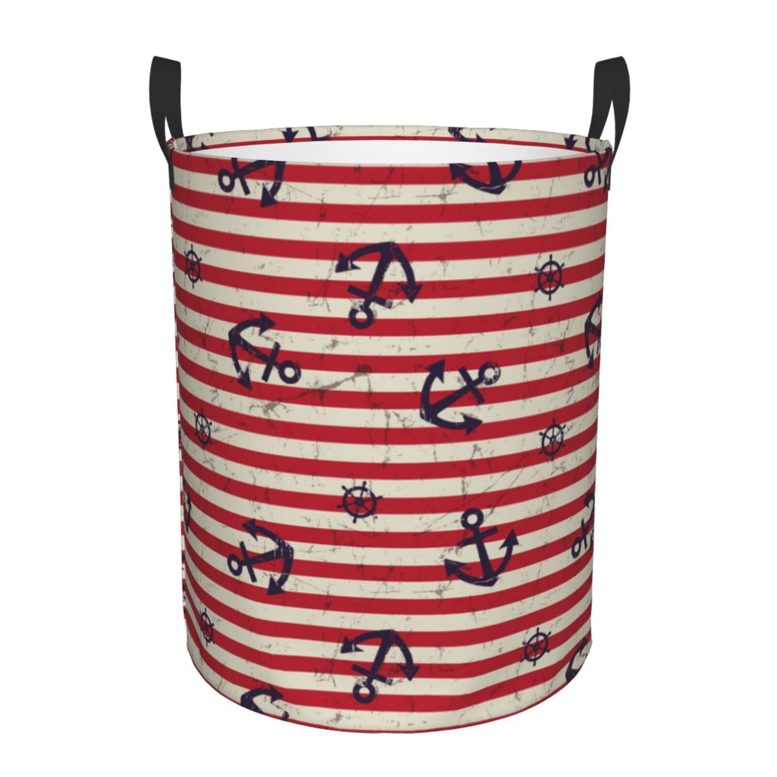Laundry Basket, vintage anchor red stripe Laundry Hamper Waterproof ...