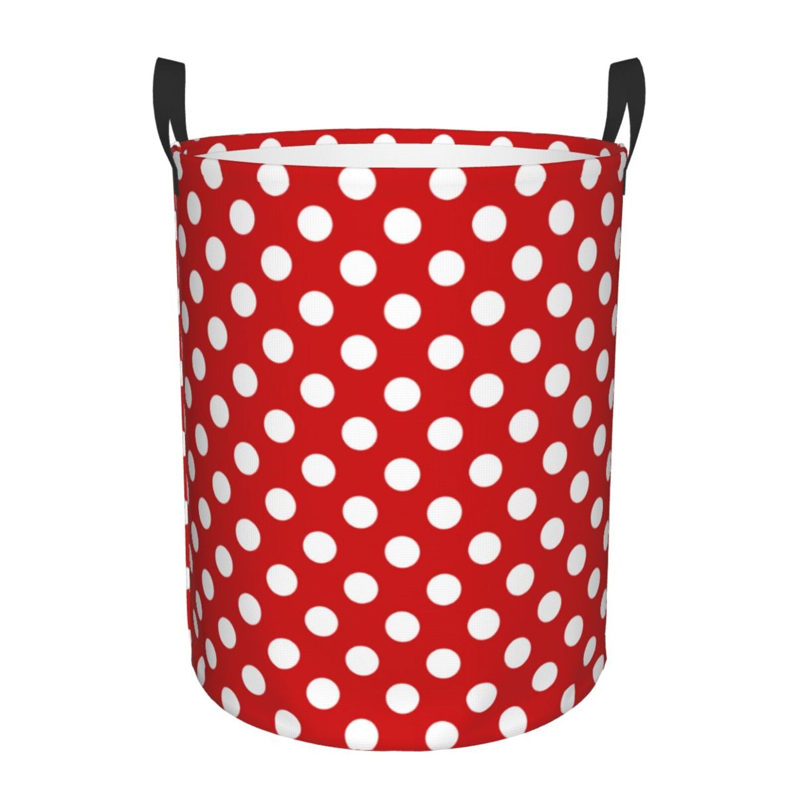 Laundry Basket - white polka dot bright red Waterproof Laundry Hamper ...