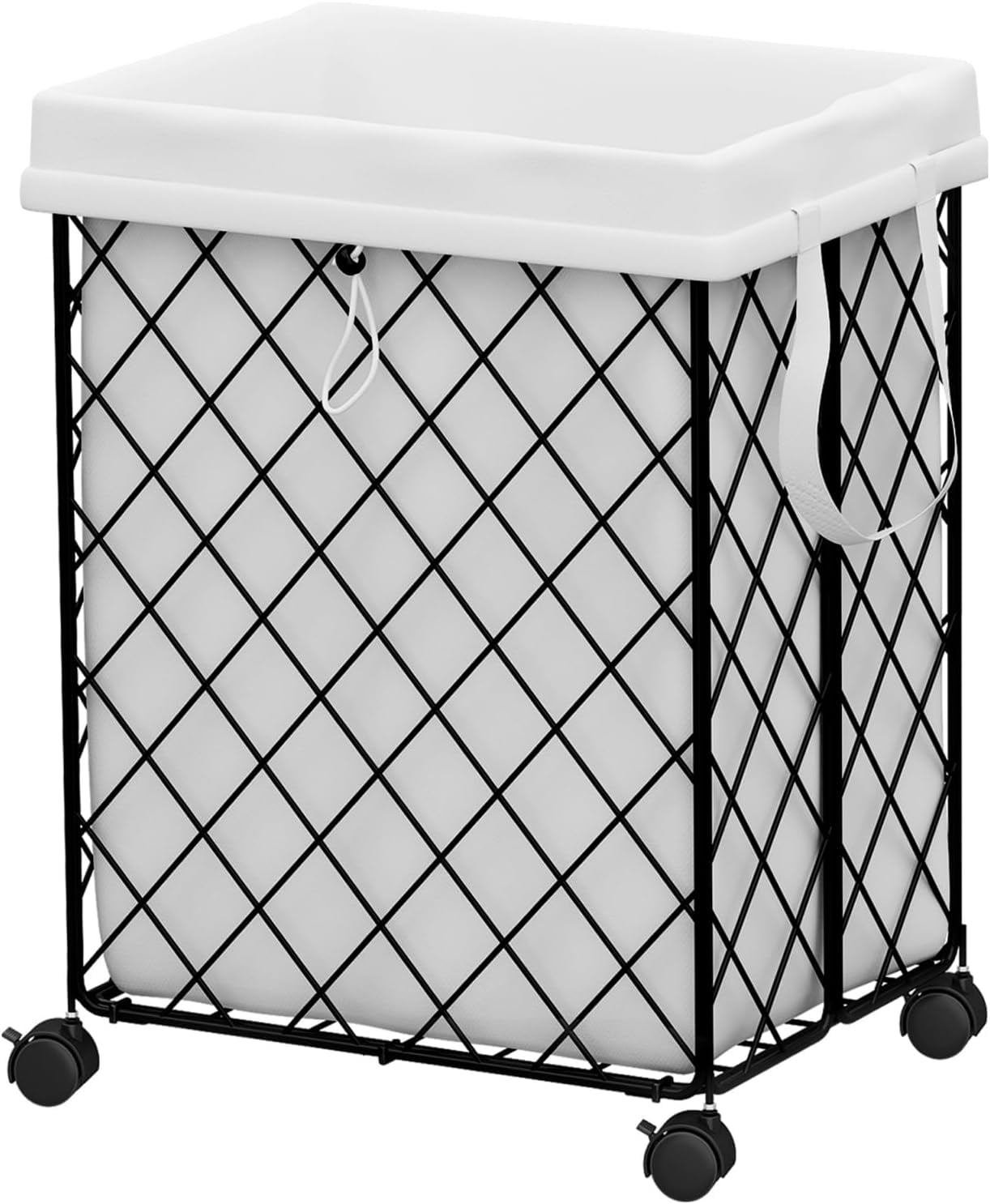 Laundry Basket with Wheels, Rolling Laundry Hamper, Detachable and ...