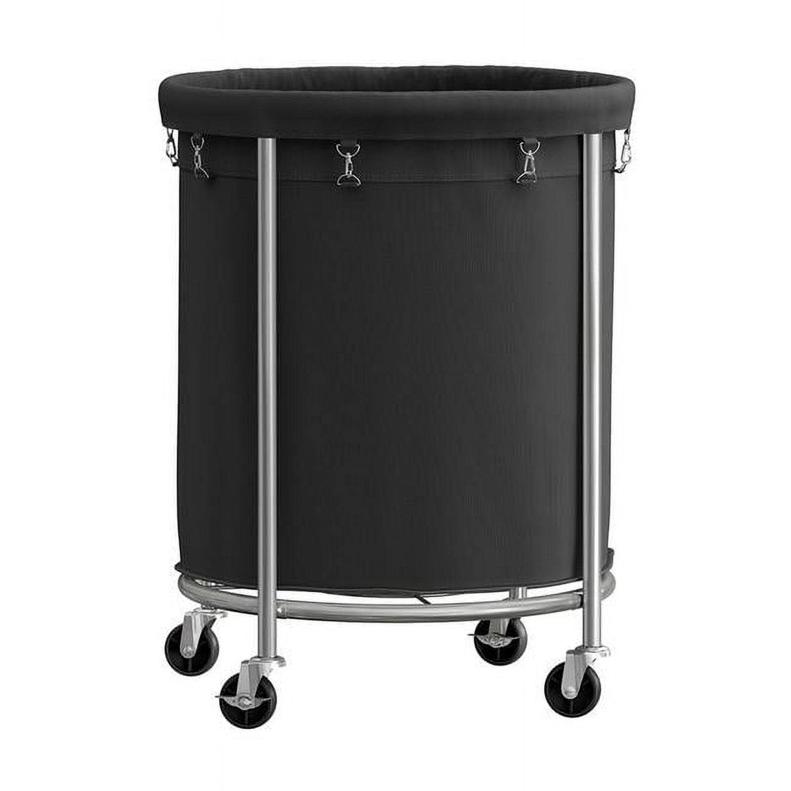 Laundry Basket with Wheels, Rolling Laundry Hamper, Round Laundry Cart ...