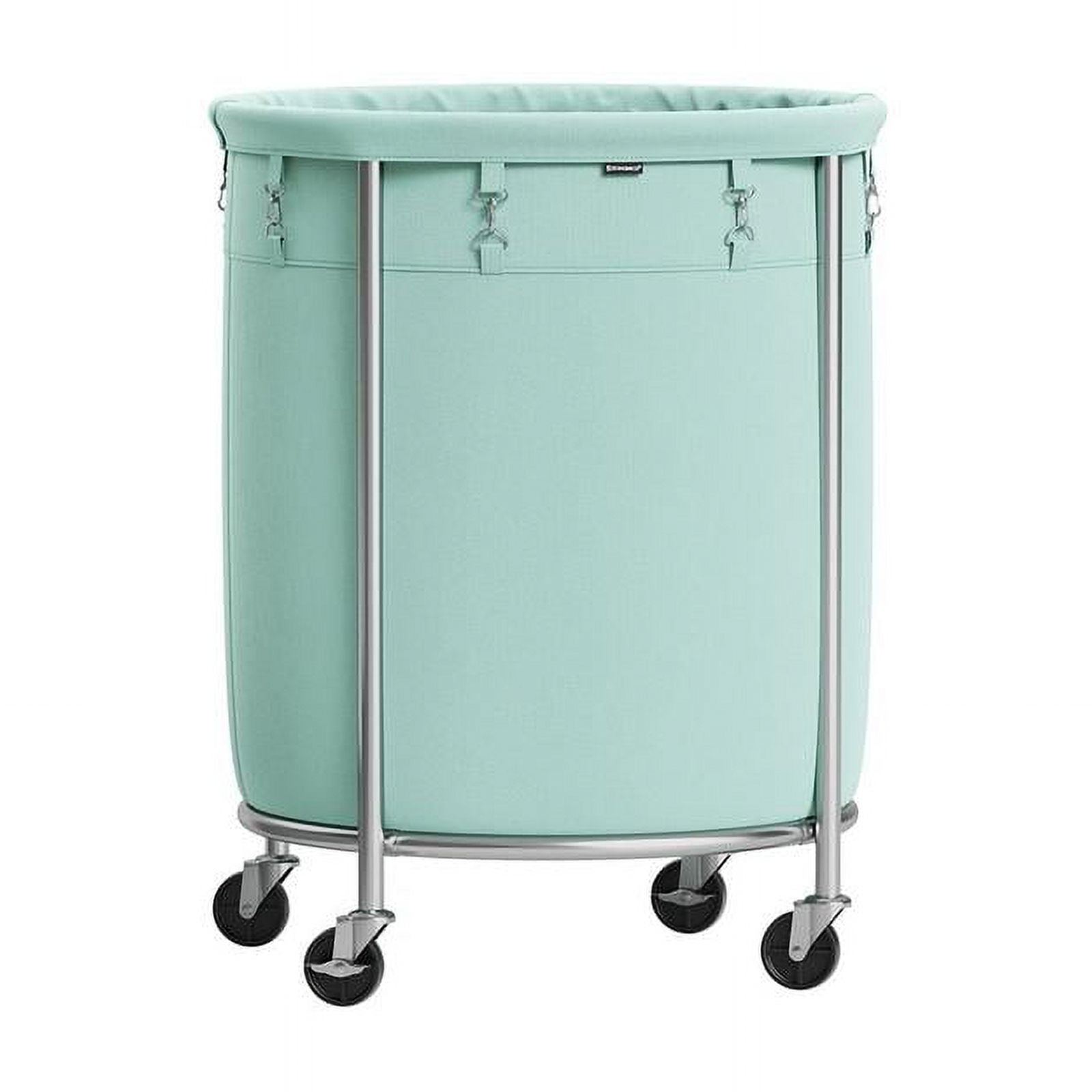 Laundry Basket with Wheels, Rolling Laundry Hamper, Round Laundry Cart ...