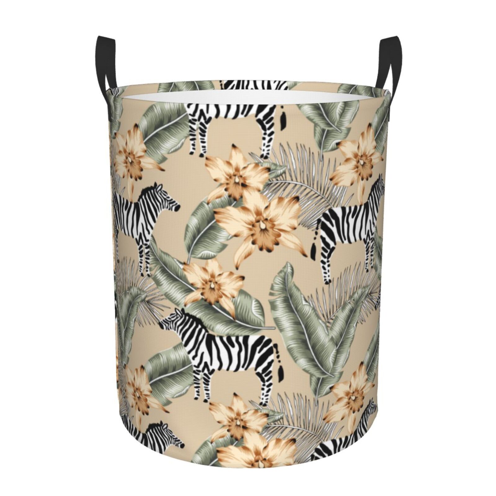 Laundry Basket, zebra Tropical palm leave beige Laundry Hamper ...