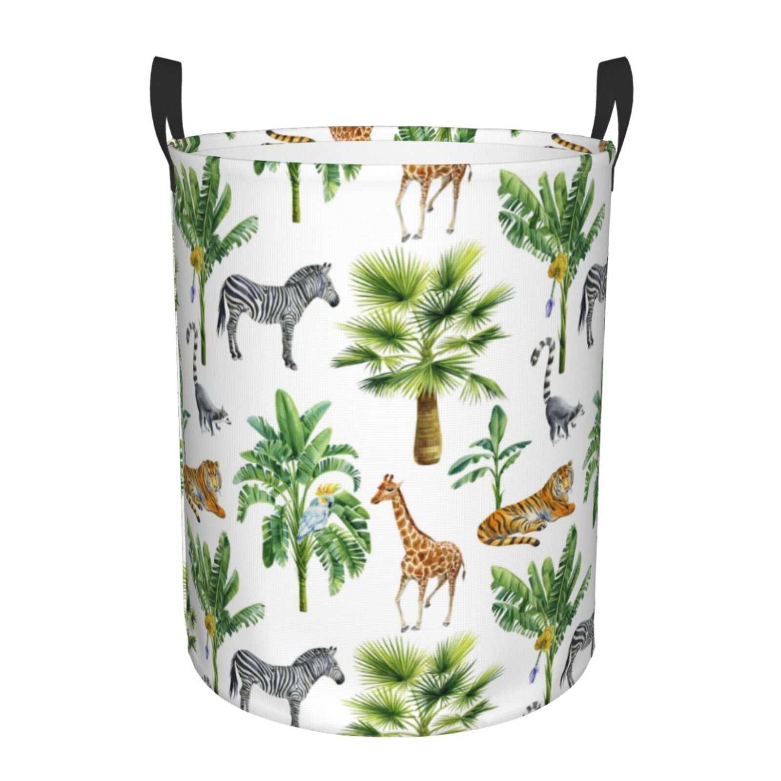 Laundry Basket, zebra tiger Giraffe Tropical palm tree Laundry Hamper ...