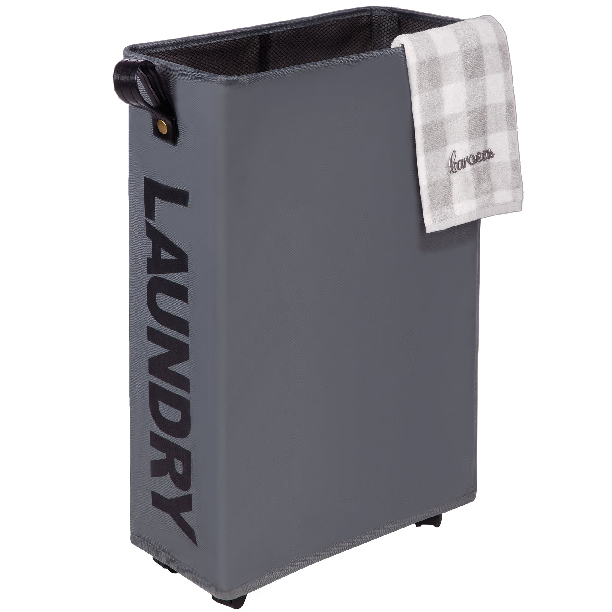 Caroeas 22inch Slim Rolling Laundry Basket with Clothes Handle ...