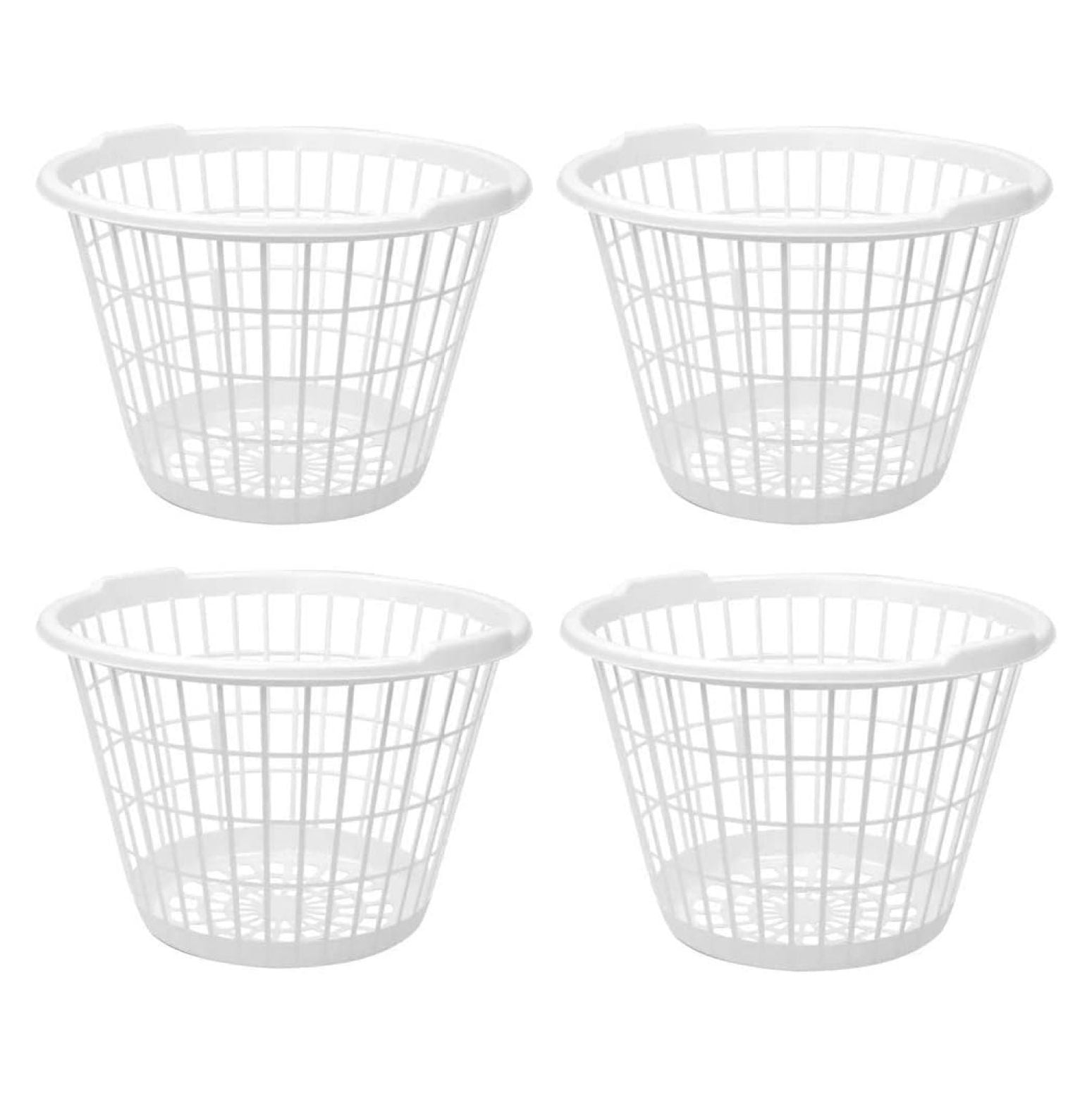 Laundry Baskets Set of 4 White - Lightweight Plastic 1 Bushel Hampers ...