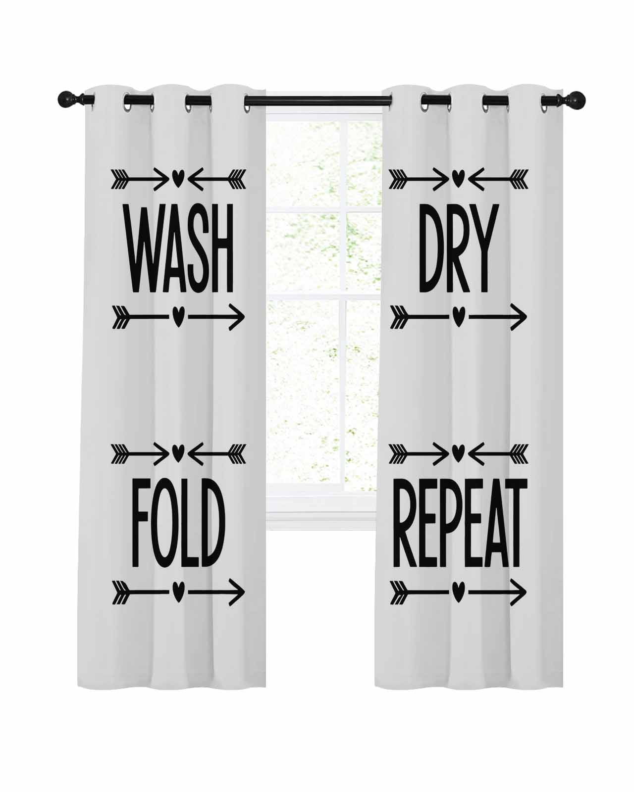 Laundry Blackout Curtains 72 Inch Length Wash Dry Fold Repeat Arrows ...